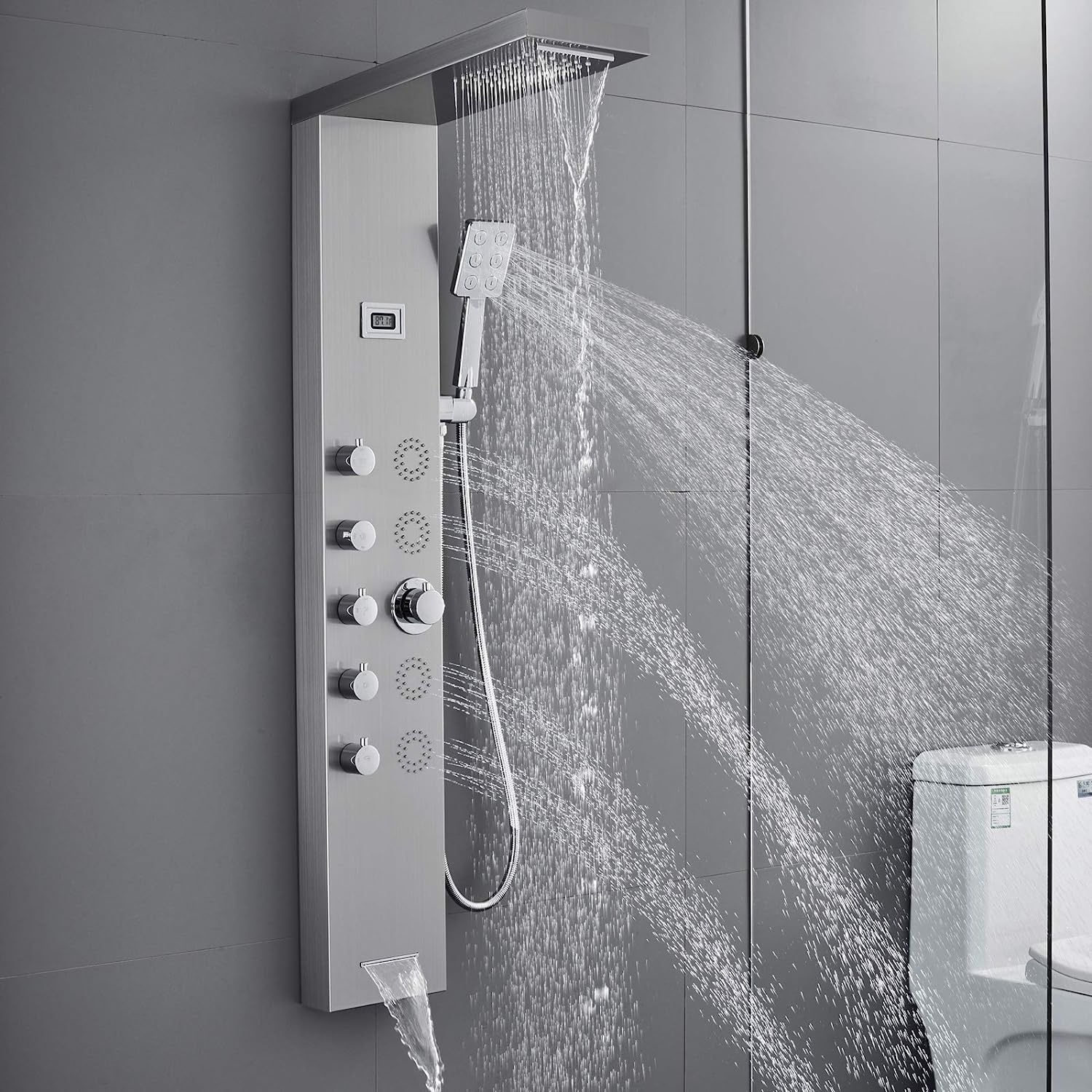 Zovajonia Shower Panel Tower System,Brushed Nickel Multi-Function ...