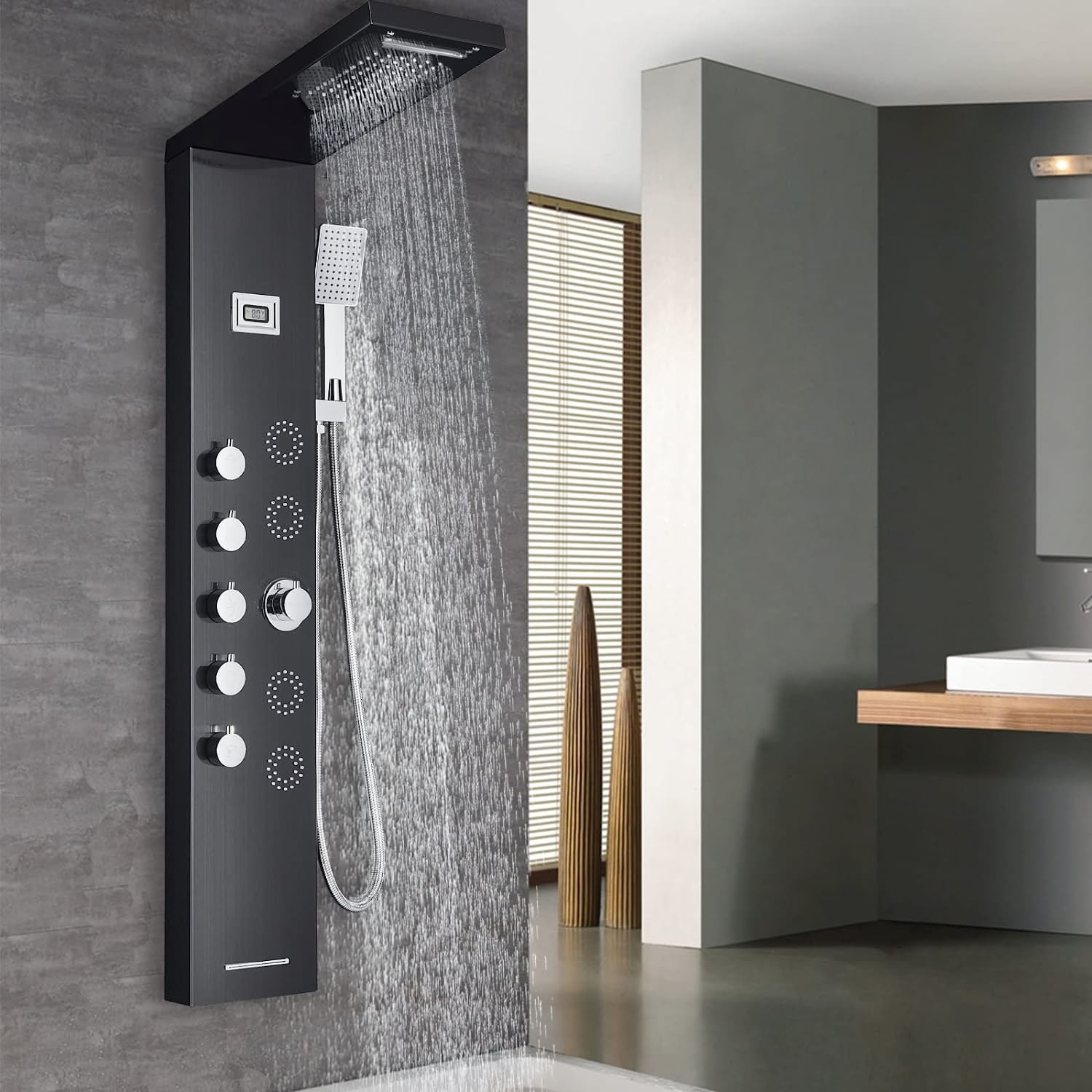 Zovajonia Shower Panel Tower System, Multi-Function Shower Tower ...