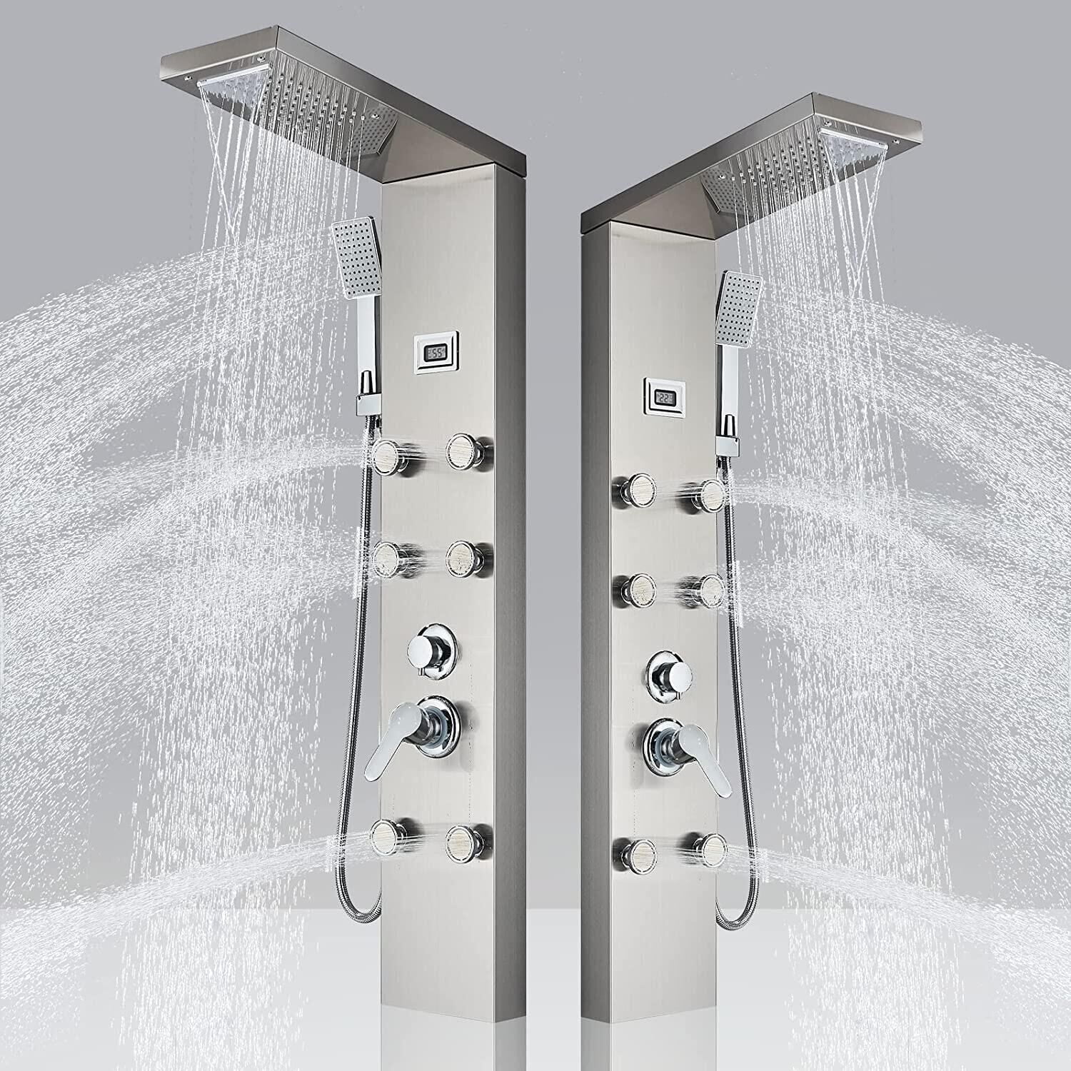 Zovajonia Stainless Steel Shower Panel Tower System, Rainfall ...