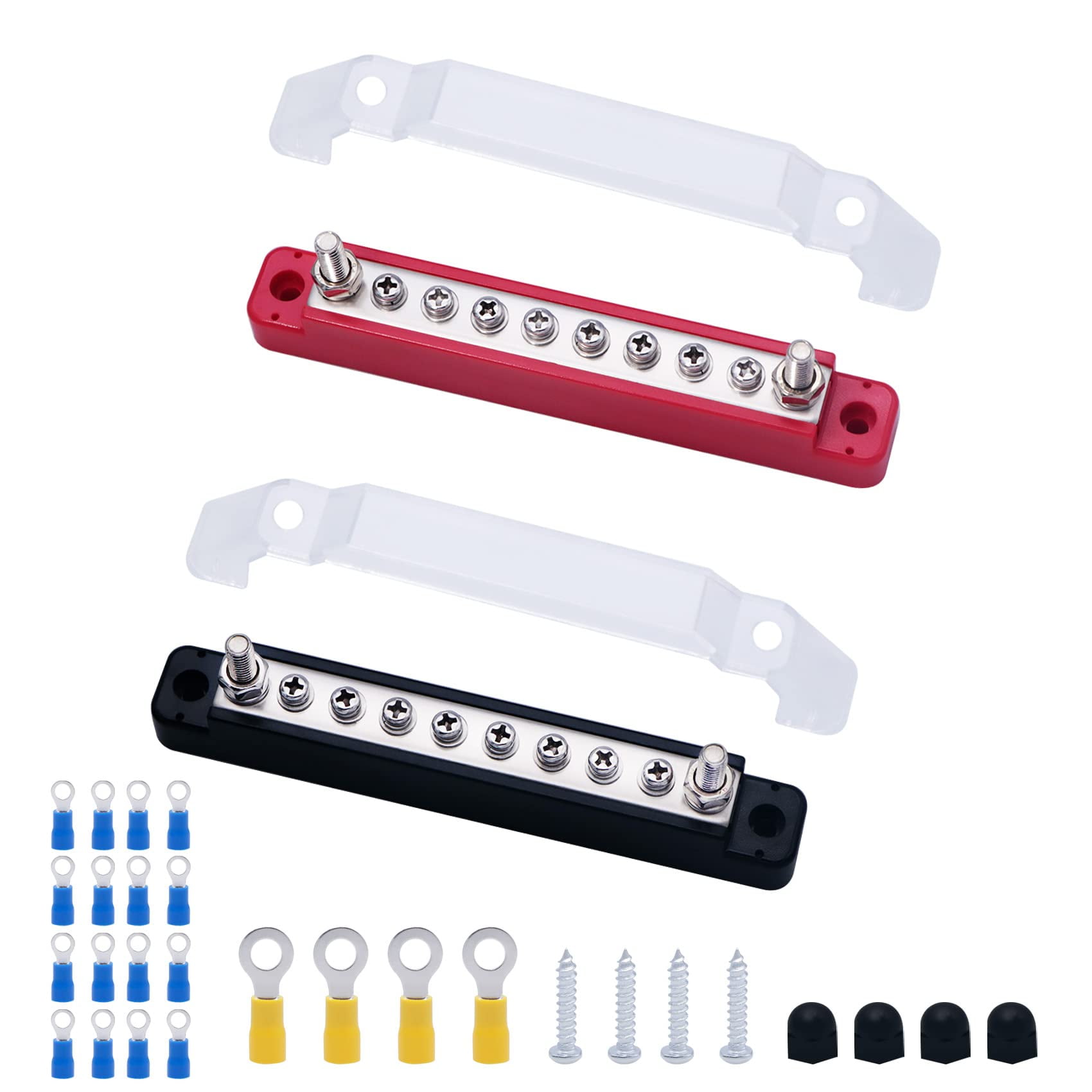 Zovfam Power Distribution Block Bus Bar with Cover, Bus Bar with 2 x 1/ ...