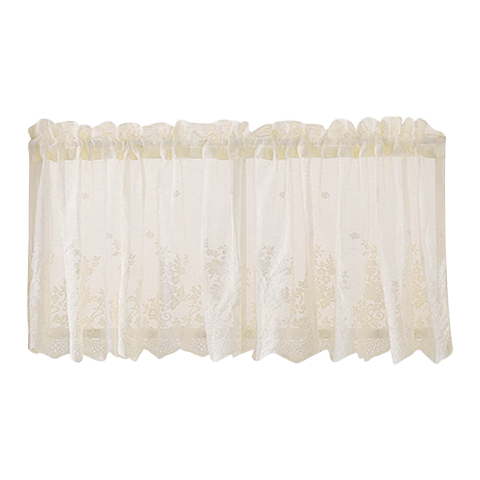 Zoxiy Beige Lace Valance Curtain,Rustic Floral Vintage Cream Sheer ...
