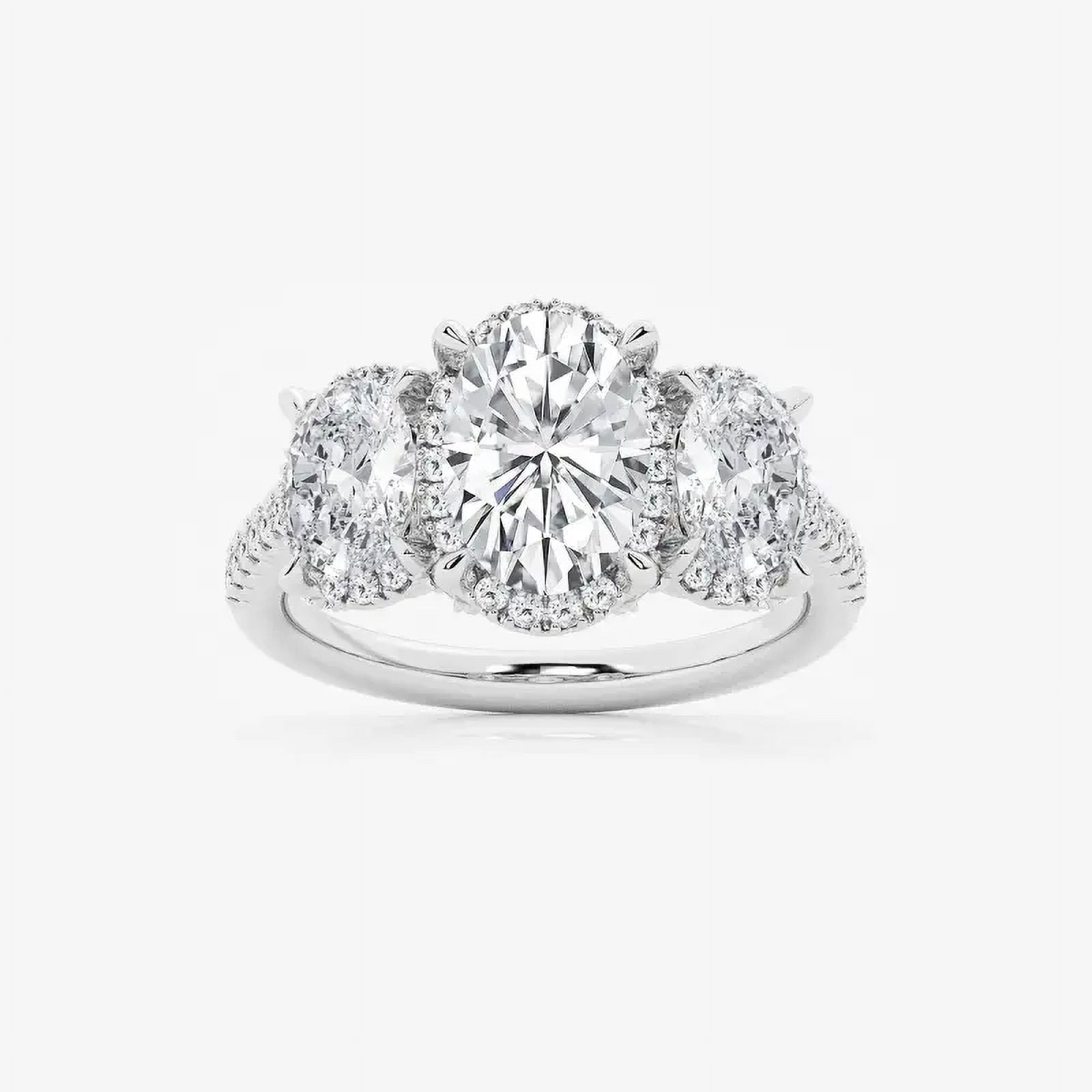 Zoya Jewel 1.8 Ct Oval Cut Diamond Anniversary Ring - 14K White Gold ...