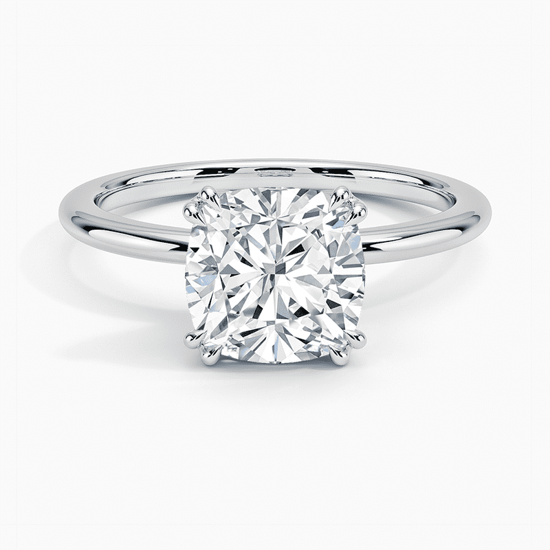 Zoya Jewel 14K Silver Ring for Gift - Cushion Cut 1.9 Ct Prong Set Diamond Engagement Ring ...