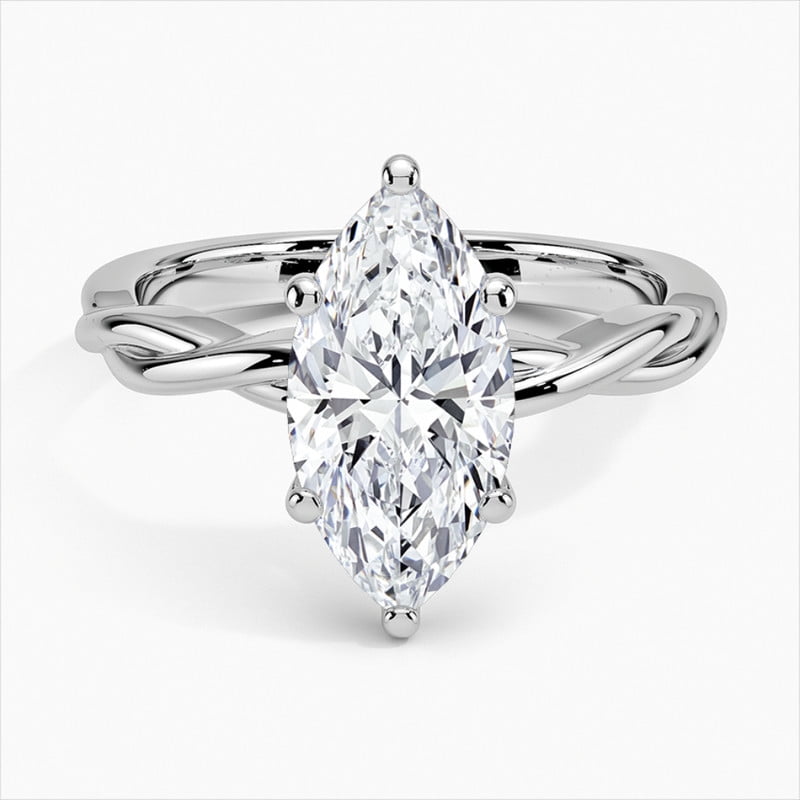 Zoya Jewel 14K White Gold Over Solitaire Ring - 2 Ct Marquise Cut ...