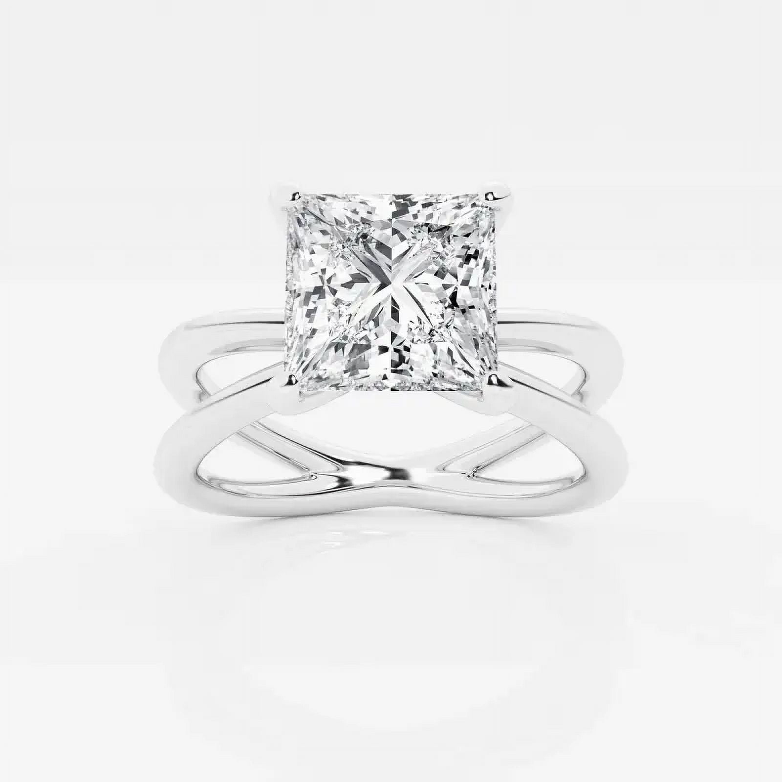 Zoya Jewel 14K White Gold Plated Diamond Ring - Princess Cut 1.9 Ct ...