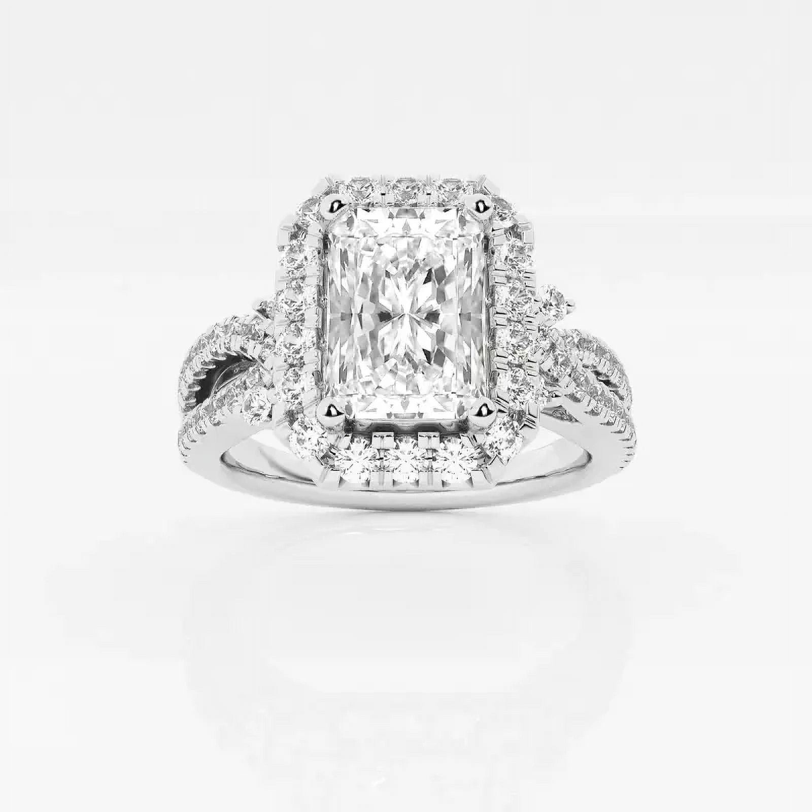 Zoya Jewel 14K White Gold Plated Diamond Rings - 1.6 Ct Radiant Cut ...