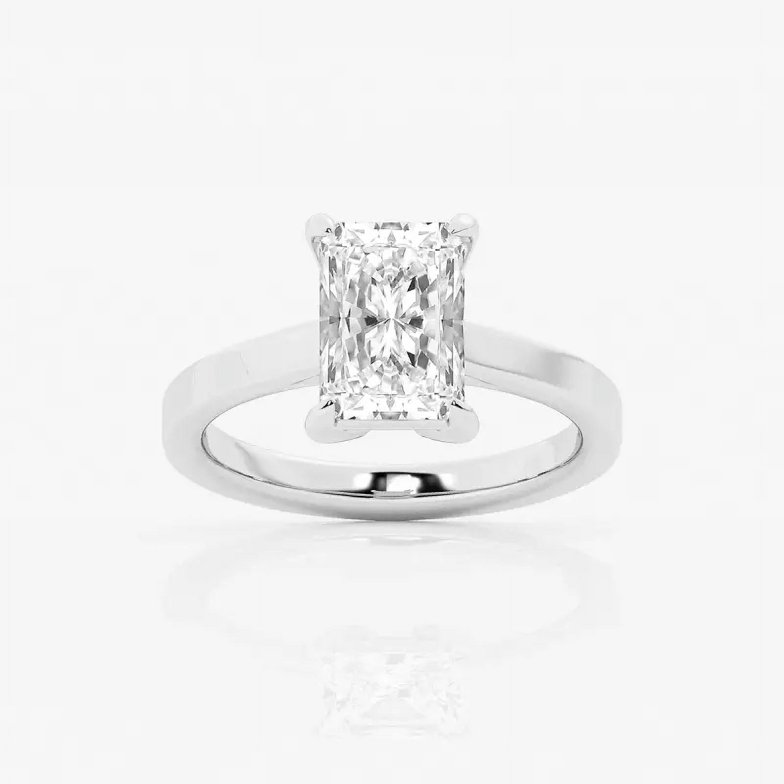 Zoya Jewel 14K White Gold Plated Rings - 2.2 Ct Radiant Cut Moissanite ...