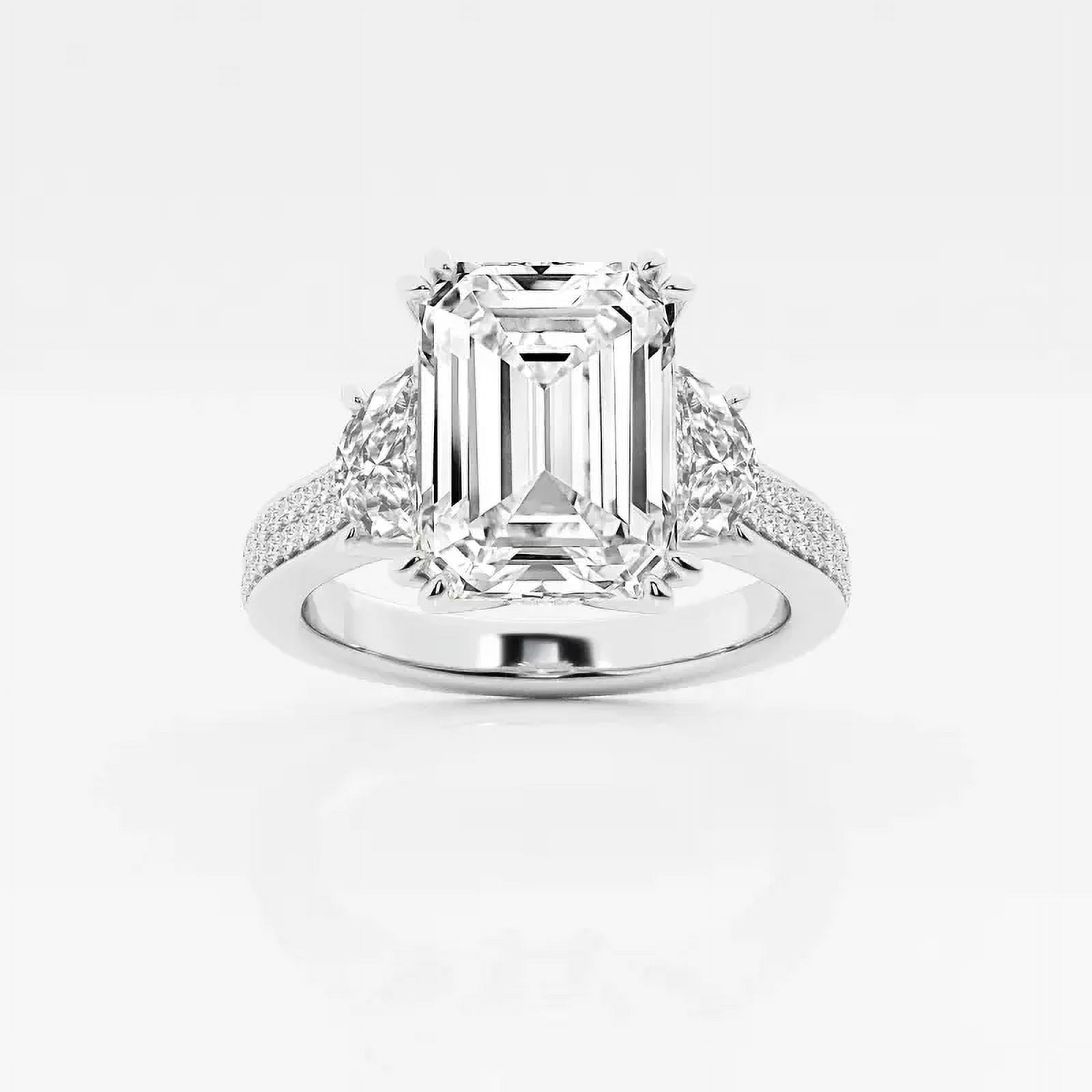 Zoya Jewel 2.4 Ct Emerald Cut Moissanite Engagement Ring - Pave Set ...