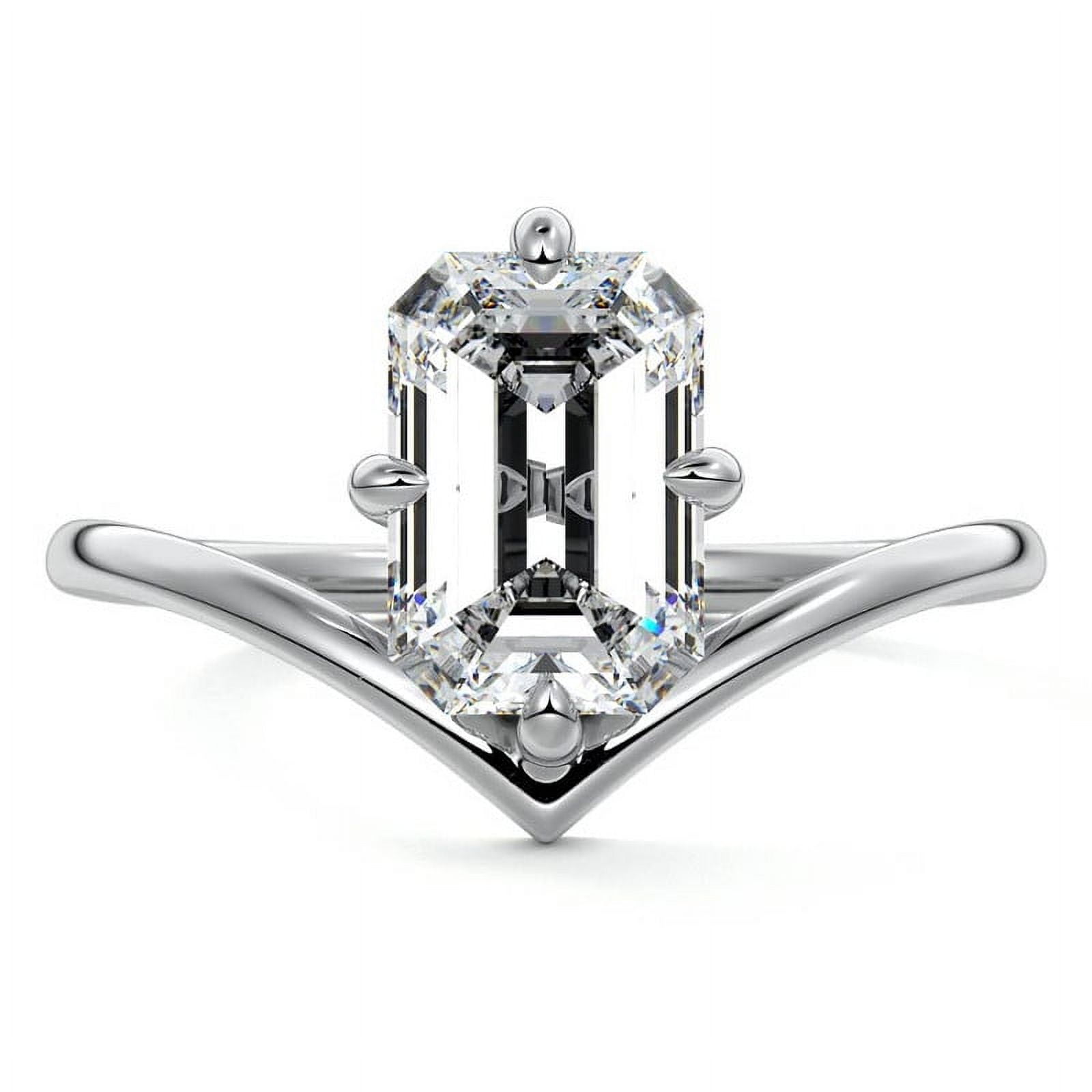 Zoya Jewel 2 Ct Emerald Cut Moissanite Ring for Women – 14K White Gold ...