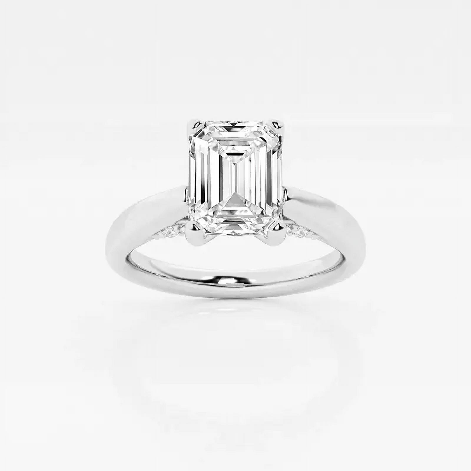 Zoya Jewel Elegant 2.1 Ct Emerald Cut Moissanite Ring - 14K White Gold ...