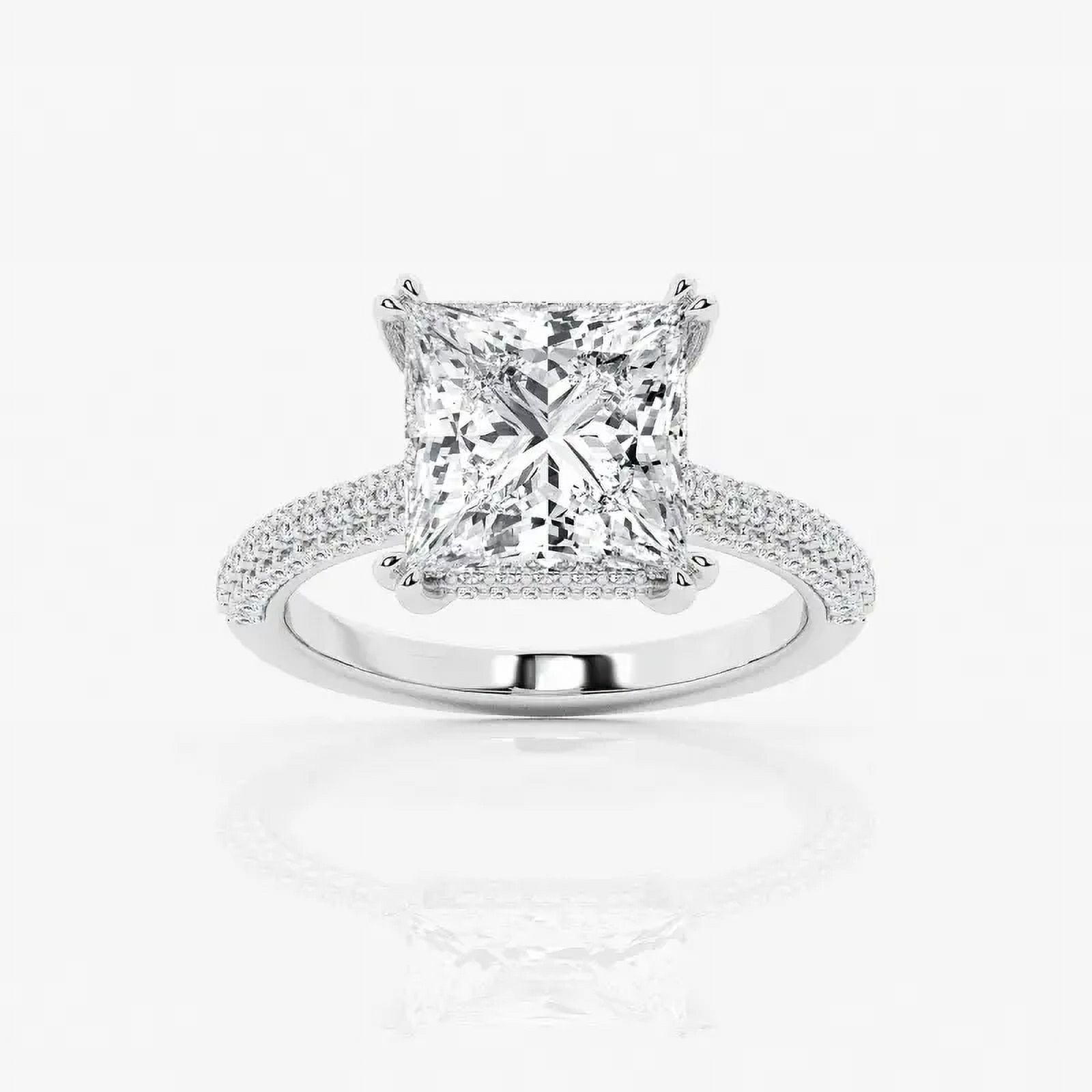 Zoya Jewel Modern 2 Ct Princess Cut Moissanite Hidden Halo Engagement ...