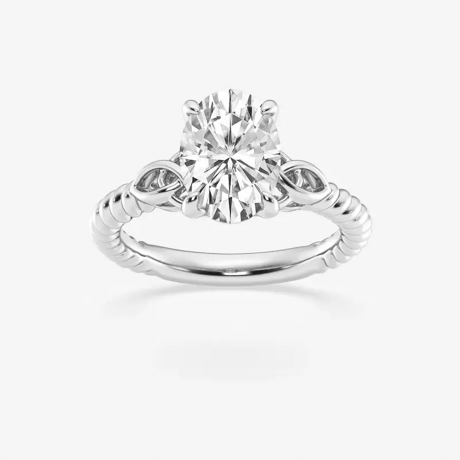 Zoya Jewel Oval Cut 2.1 Ct Excellent Diamond Ring - 14K White Gold ...