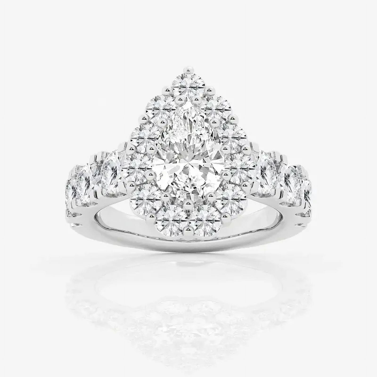Zoya Jewel Pear Cut 2 Ct Excellent Diamond Ring - 14K White Gold Plated ...