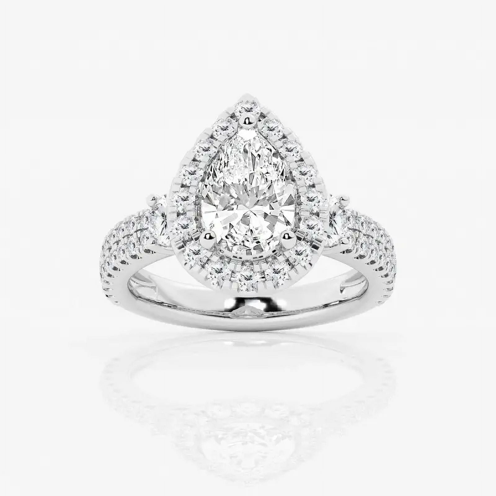 Zoya Jewel Radiant 1.8 Ct Pear Cut Moissanite Halo Engagement Ring ...