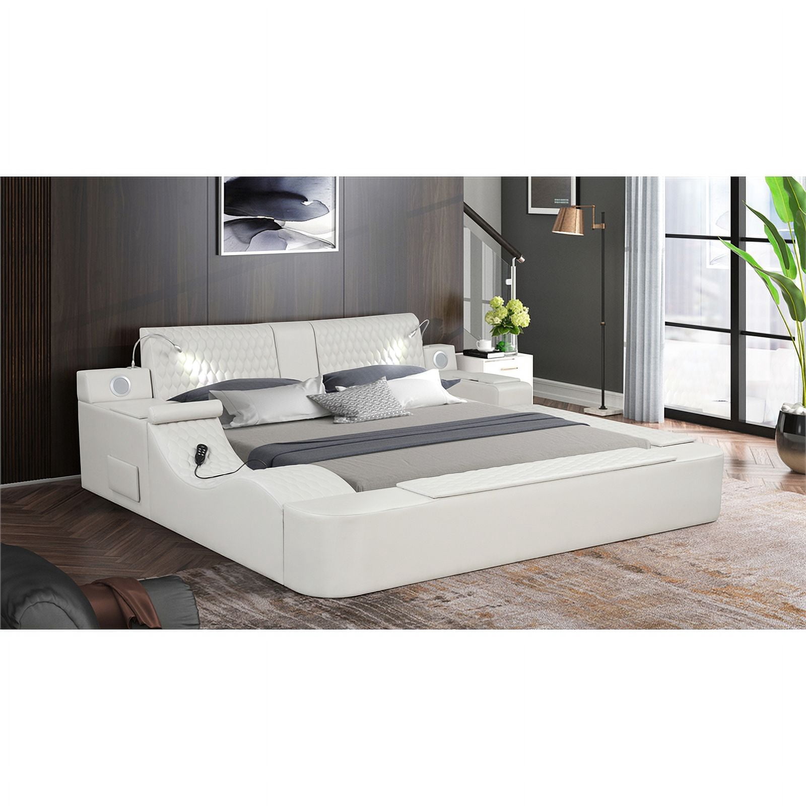 Zoya Smart Multifunctional King Size Massage Bed Made with Wood in Ice ...