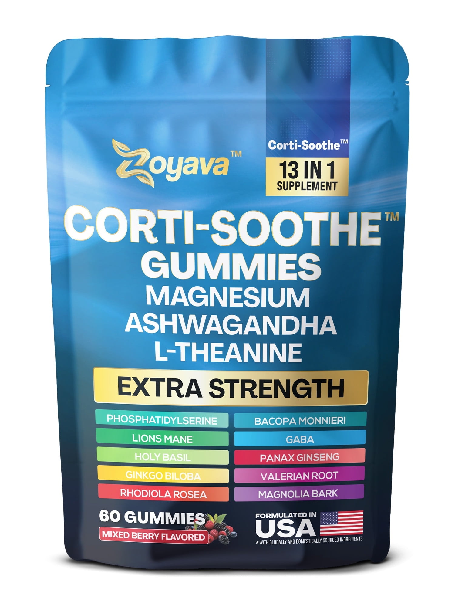 Zoyava Cortisol Balance Gummies, Magnesium Glycinate, L-Theanine ...