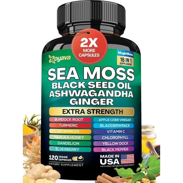 Zoyava Sea Moss Blend, 19,445 MG All-in-One Formula with over 15+ Super ...
