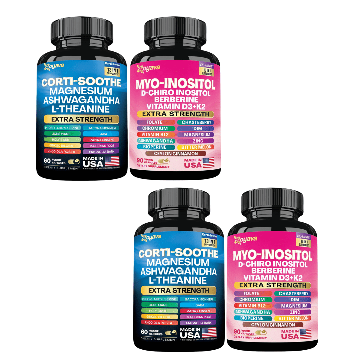 Zoyava hhyd Shining Serenity Set - Cortisol Support with Ashwagandha, L ...