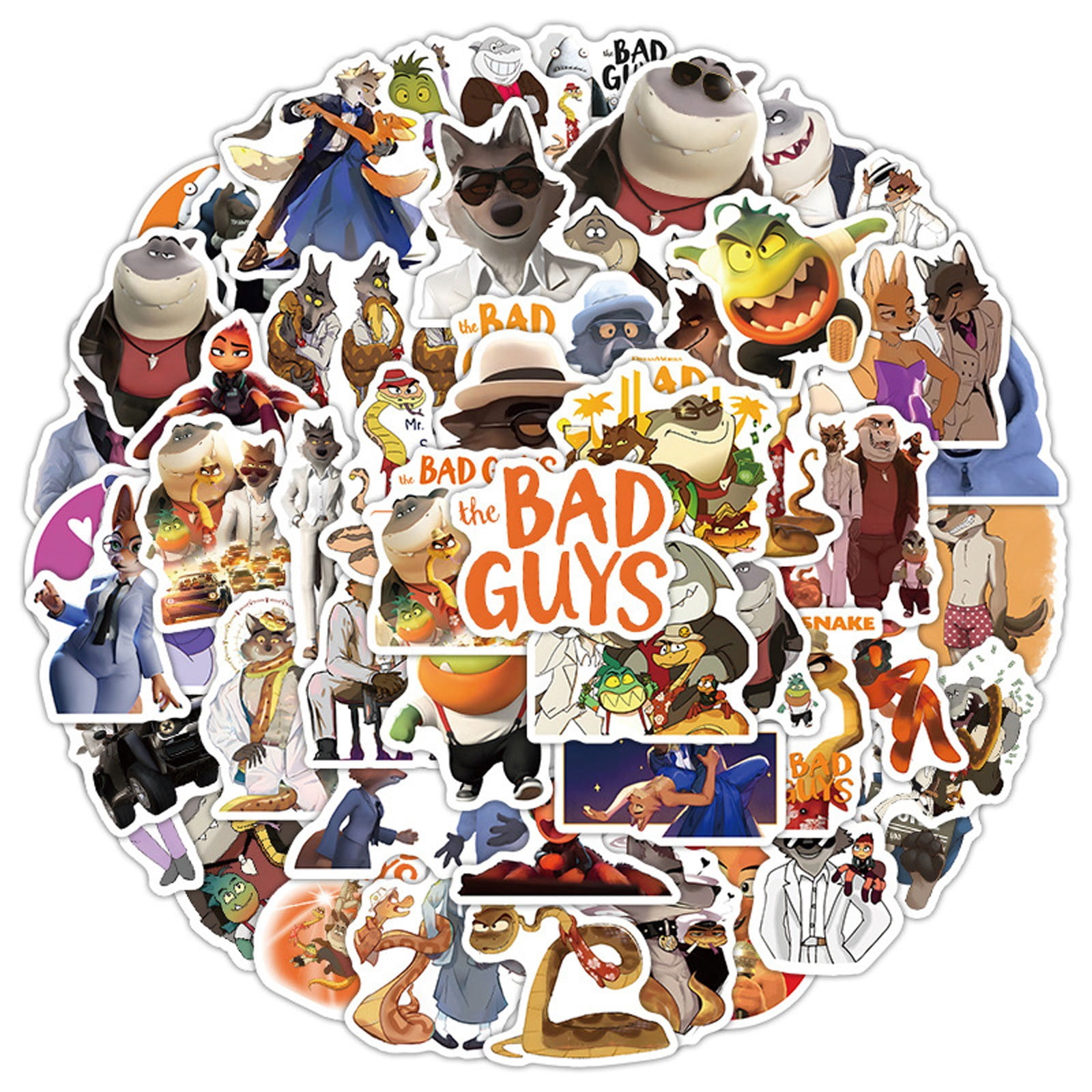 Zoytoys 60 PCS The Bad Guys Stickers - Colorful Waterproof Anime ...