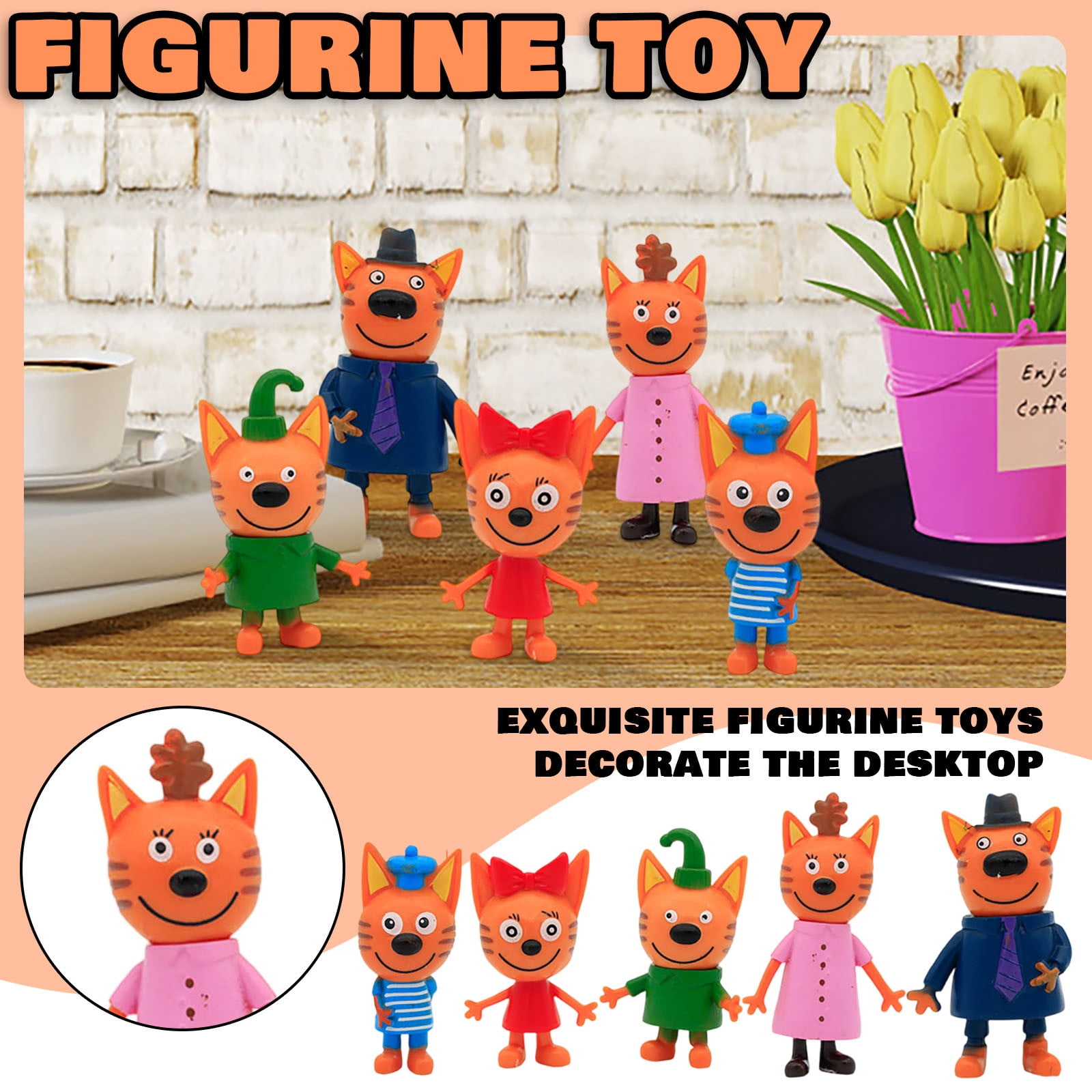 Zoytoys Cute Kid-E-Cats Figure Set - 5PC, 2.3" High Quality Mini Kid E ...