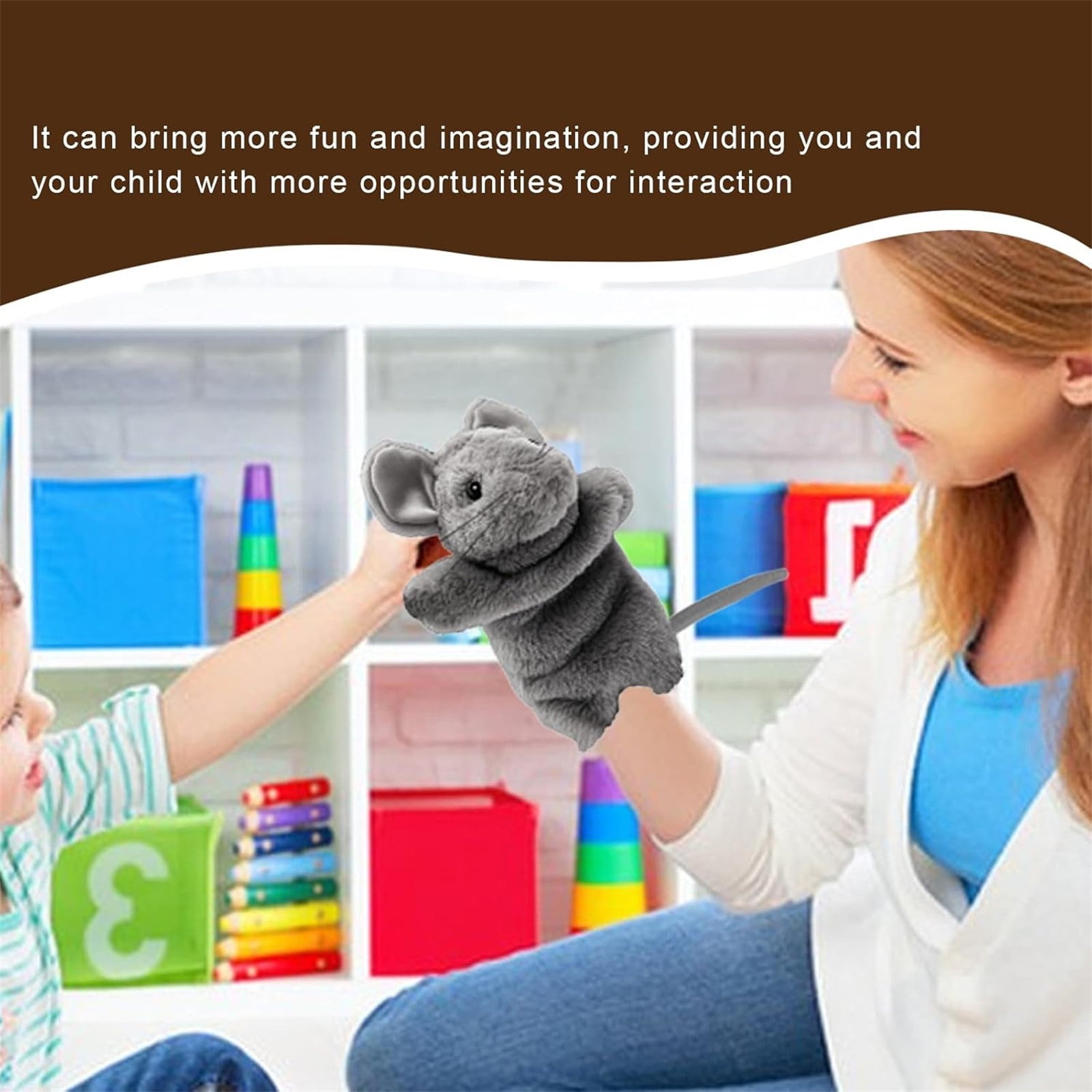 Zoytoys Super Soft Gray Mouse Plushies Hand Puppet, Fun Educational ...