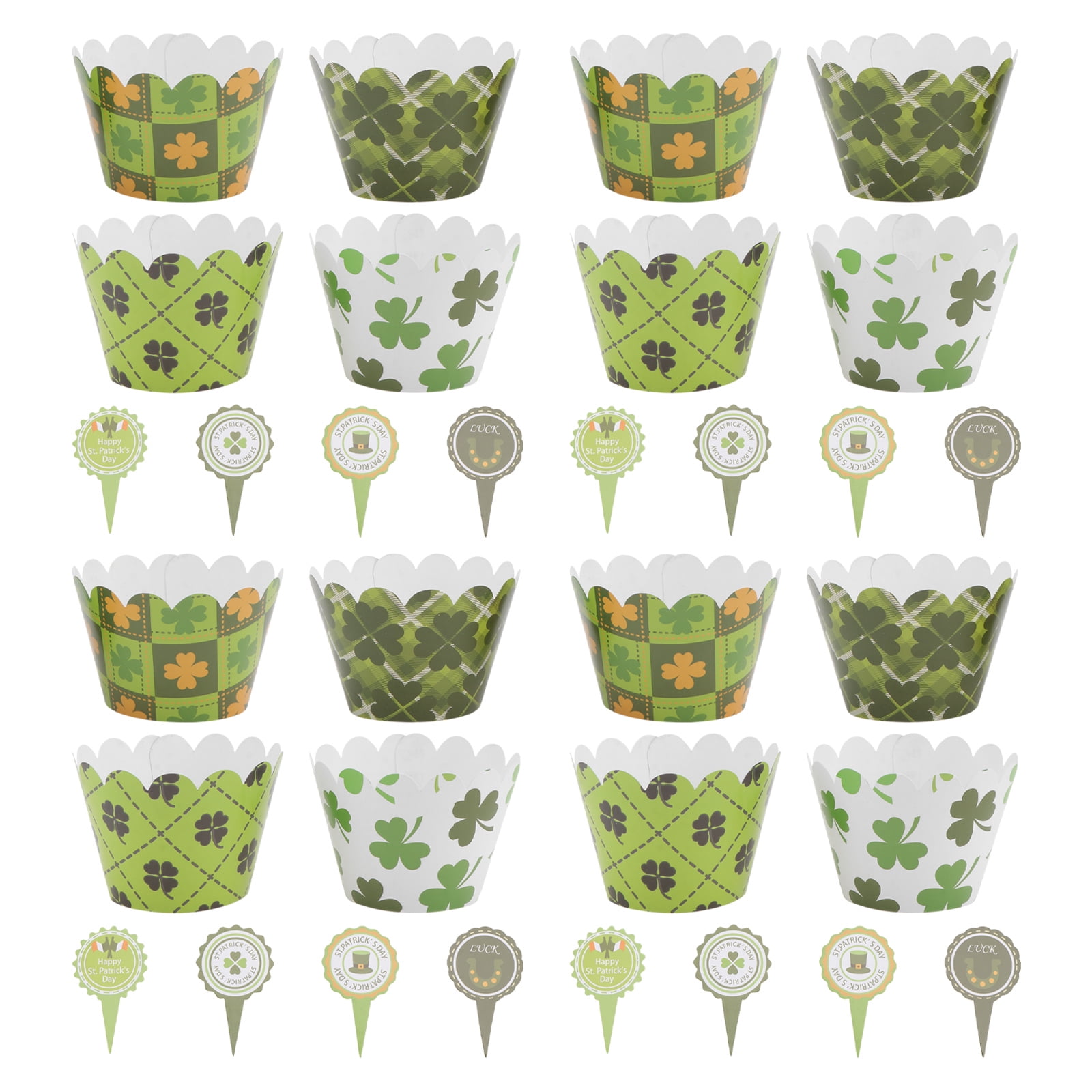 Zoyueyie 1 Set 48Pcs St Patricks Day Cupcake Rim Decoration Cake Topper ...