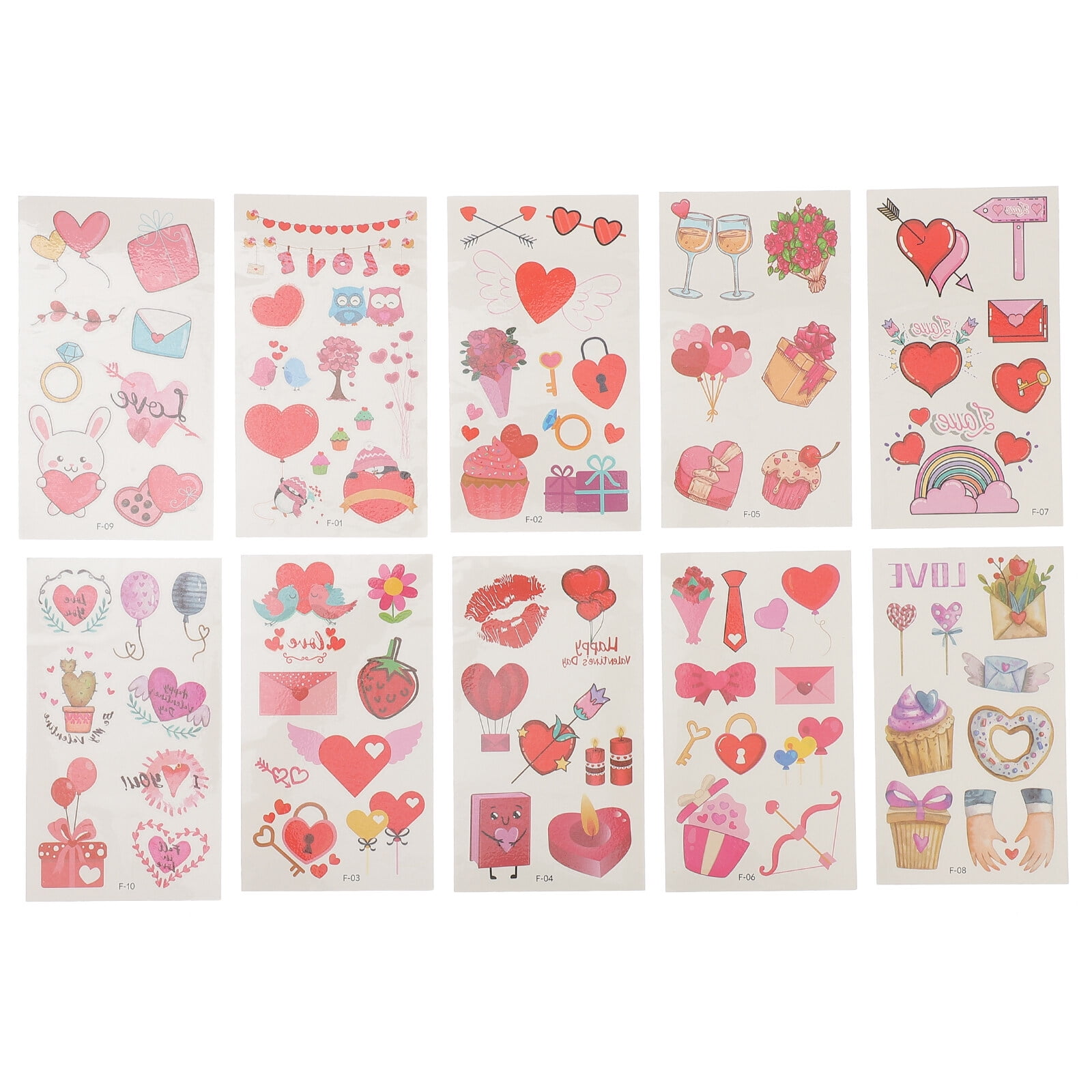 Zoyueyie 20 Sheets Temporary Tattoos for Kids Red Heart Tattoos Sticker ...