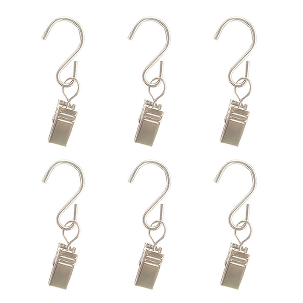 Zoyueyie 50PCS Metal Hanging S Shape Hooks with Clips for Curtain Photo ...