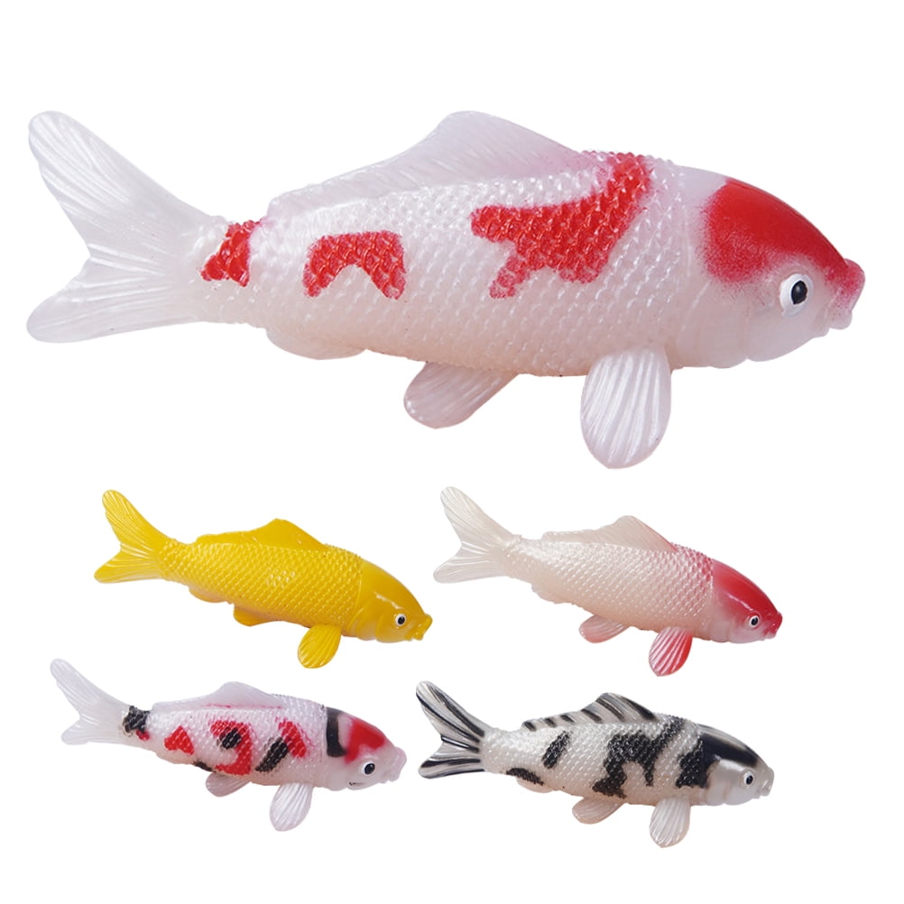 Realistic Koi Fish Models for Aquarium Decor 5pcs Assorted Color PVC ...
