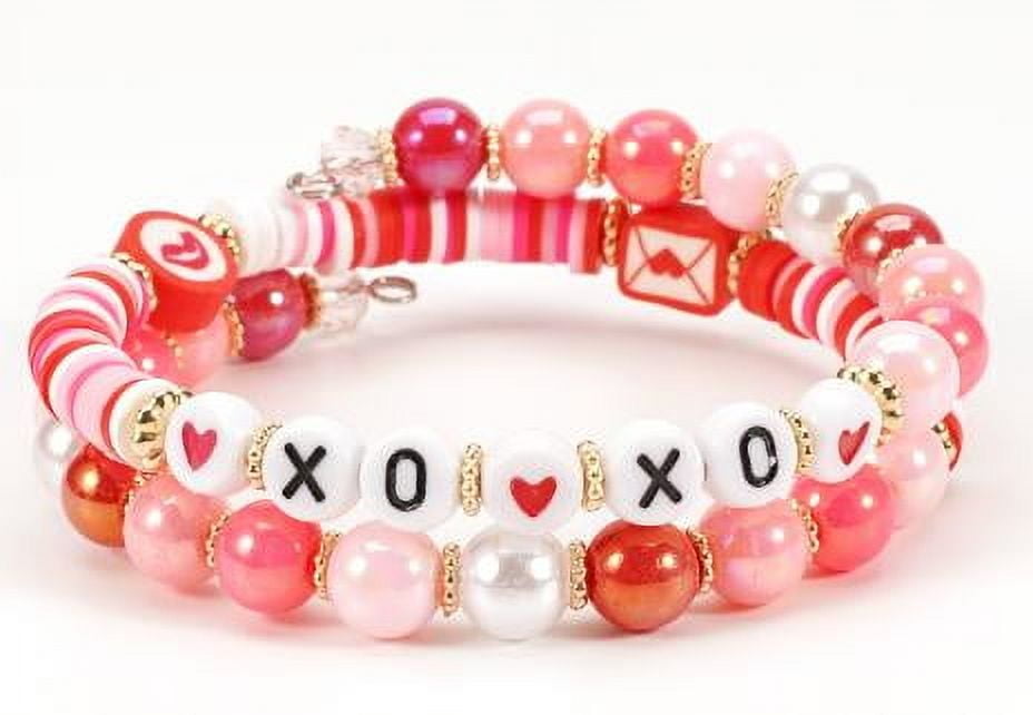 Zoyueyie Beaded Bracelet Stackable Valentines Day Beaded Stretch ...