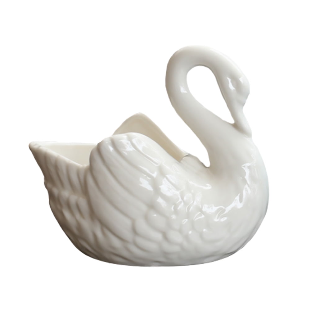 Zoyueyie Ceramic Swan Flower Pot Modern White Ceramic Planter Pots Tiny ...