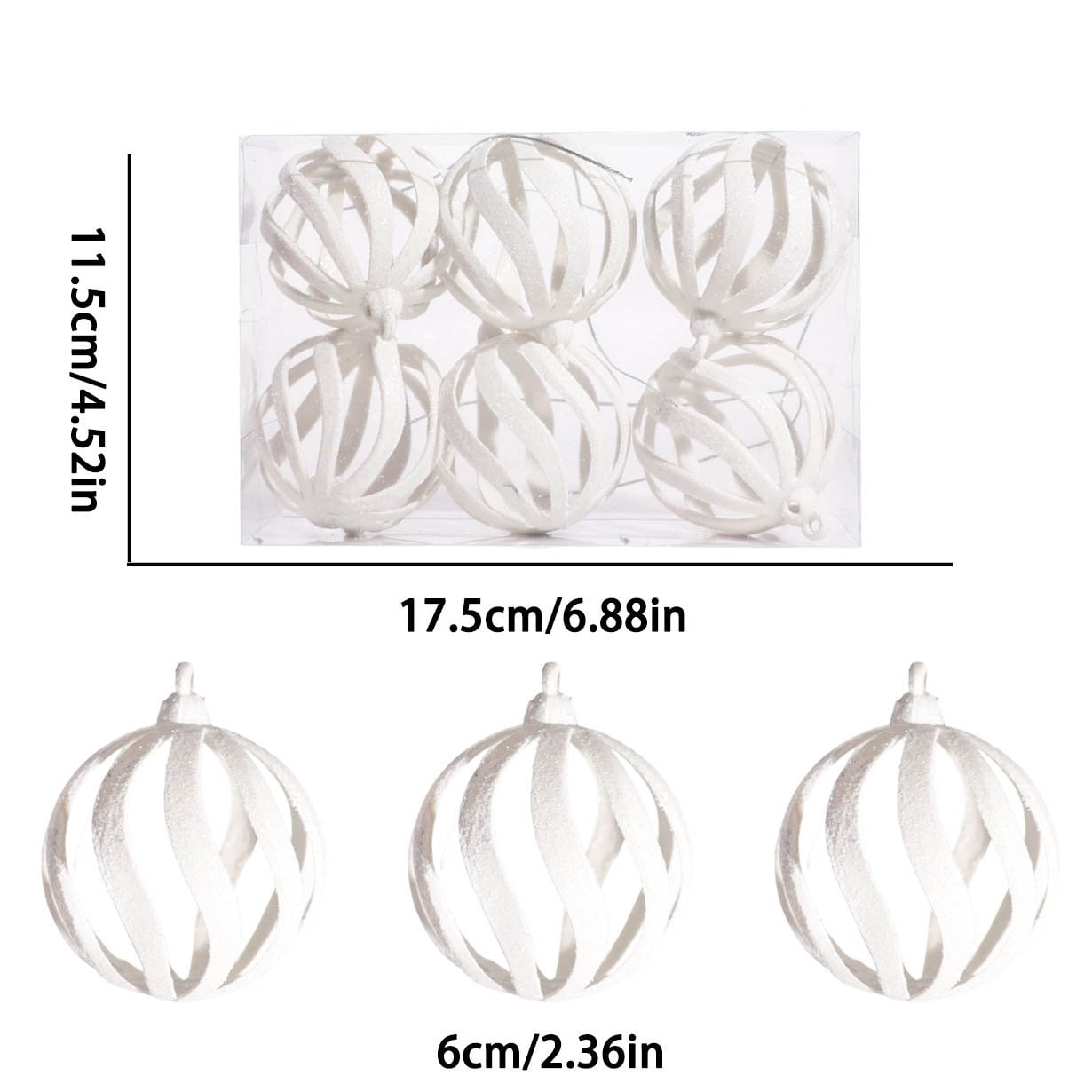 Zpanxa 6 Pack Wave Pattern Christmas Balls Collection Gilded Glitter ...