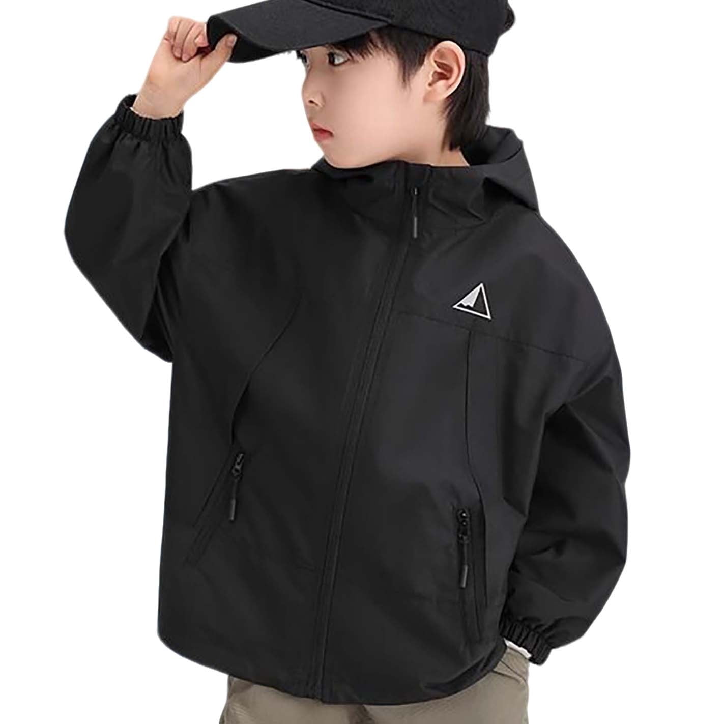 Zpanxa Boys Lightweight Hooded Jacket with Pockets, Zipper Front ...
