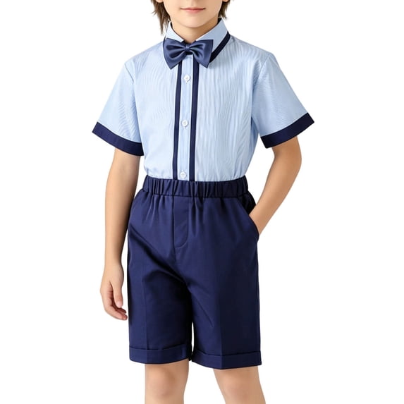 Zpanxa Boys Summer Outfits Boys Daily Two Piece Outfit Light Blue Top ...