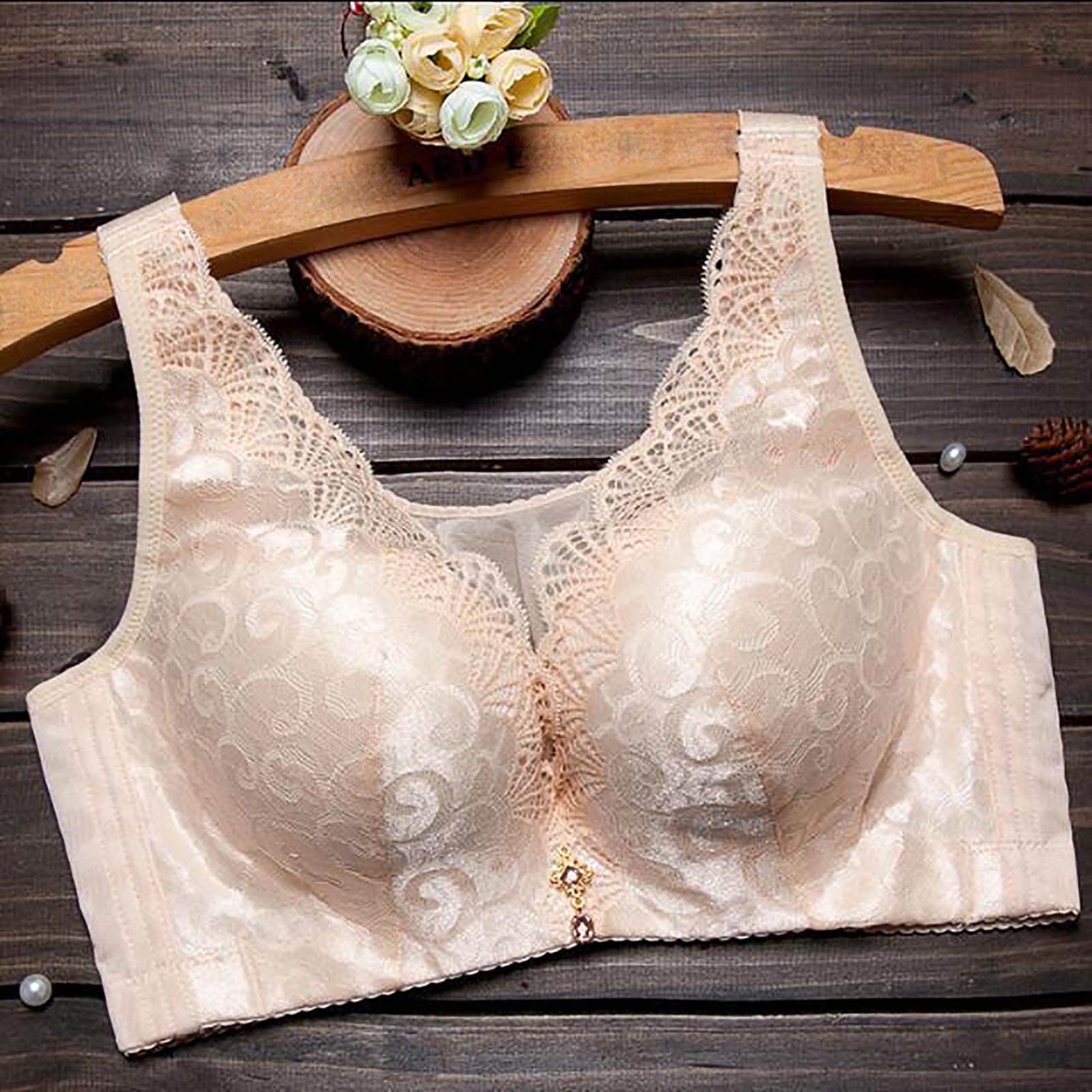 Zpanxa Bras for Women Bra Soild Wire Free Underwear One-Piece Bra ...