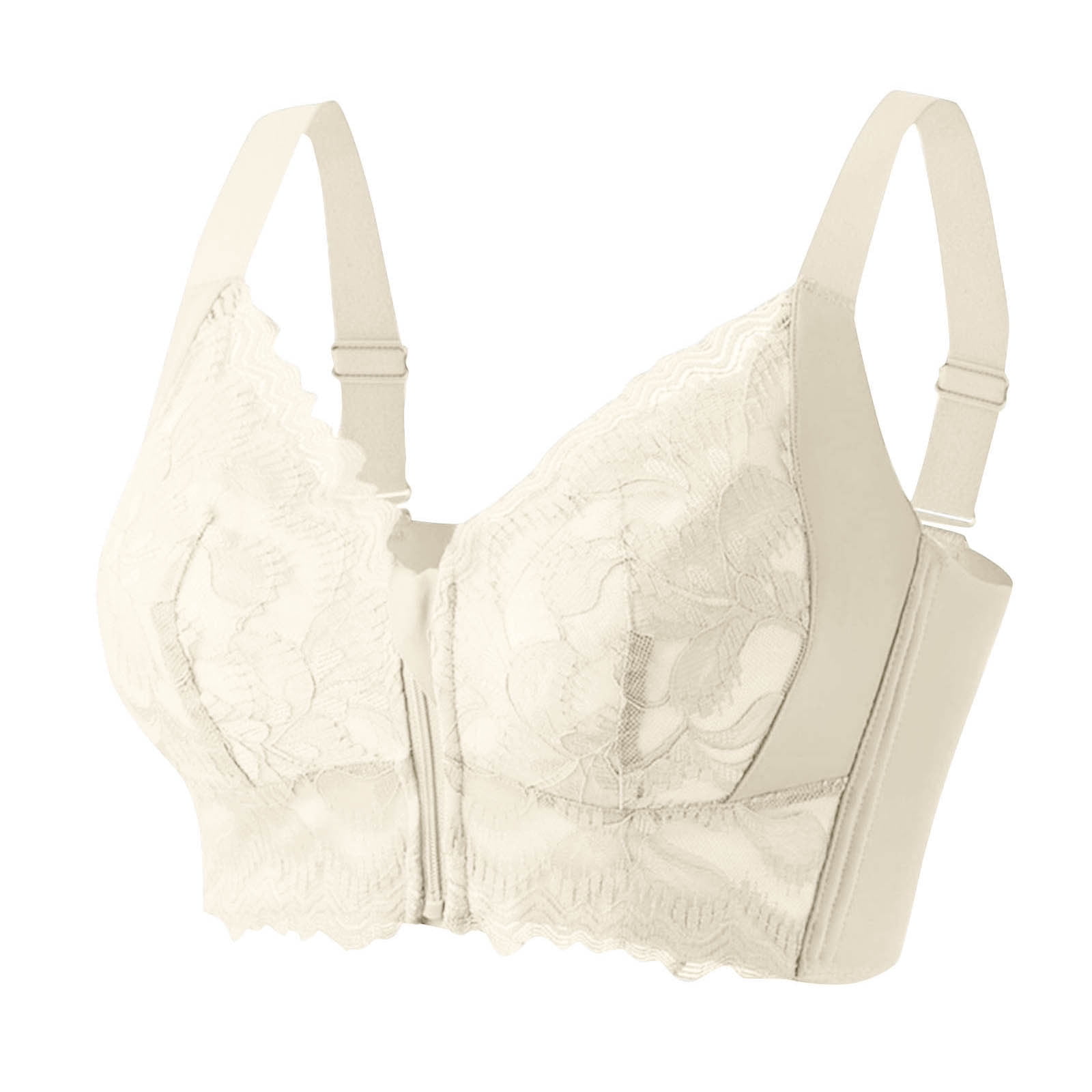 Zpanxa Front Zipper Wireless Bra Embroidery Design Breathable Comfort ...