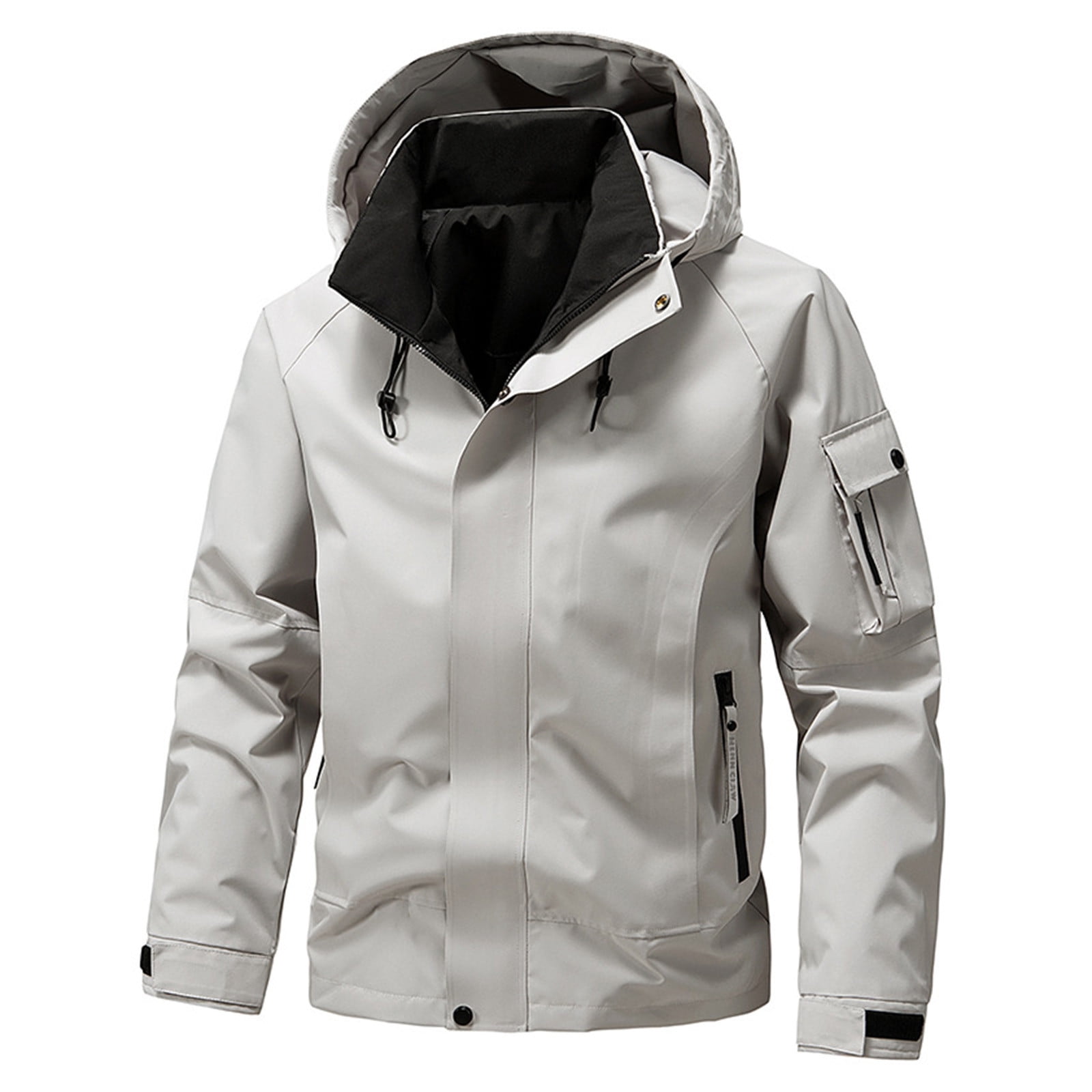 Zpanxa Heavy-Duty Waterproof Work Jacket Hooded Rugged Raincoat with ...