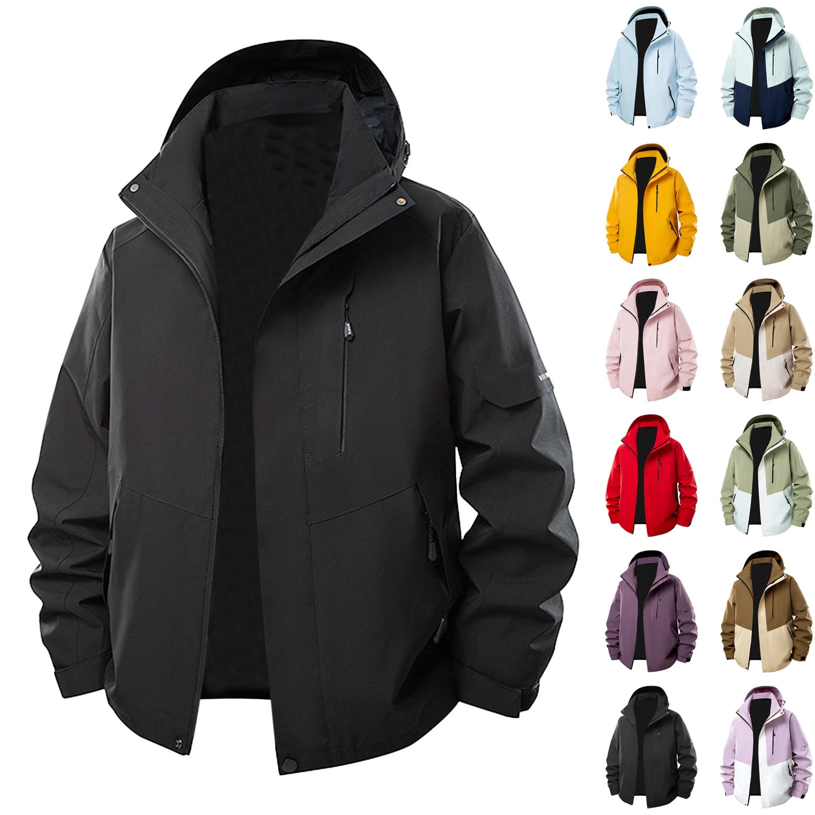 Zpanxa Men's Mountain Climbing Jacket Hooded Windproof Zippered Pockets ...