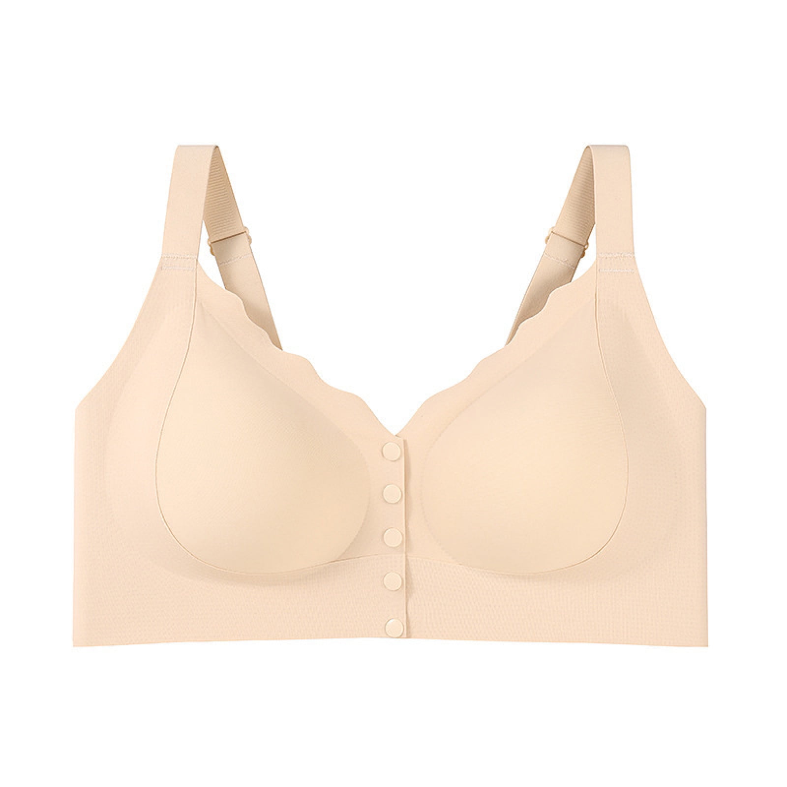 Zpanxa Plus Size Bra Front Hook Closure Seamless Solid Color Wireless ...