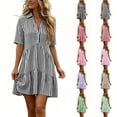 Zpzdpjkx Summer Dresses for Women 2026 Short Sleeve Collared V-Neck ...