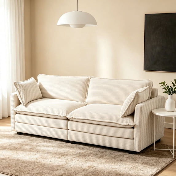 RIAFUN 2-Seat Cloud Loveseat, 78" Oversized Corduroy Modular Sofa ...