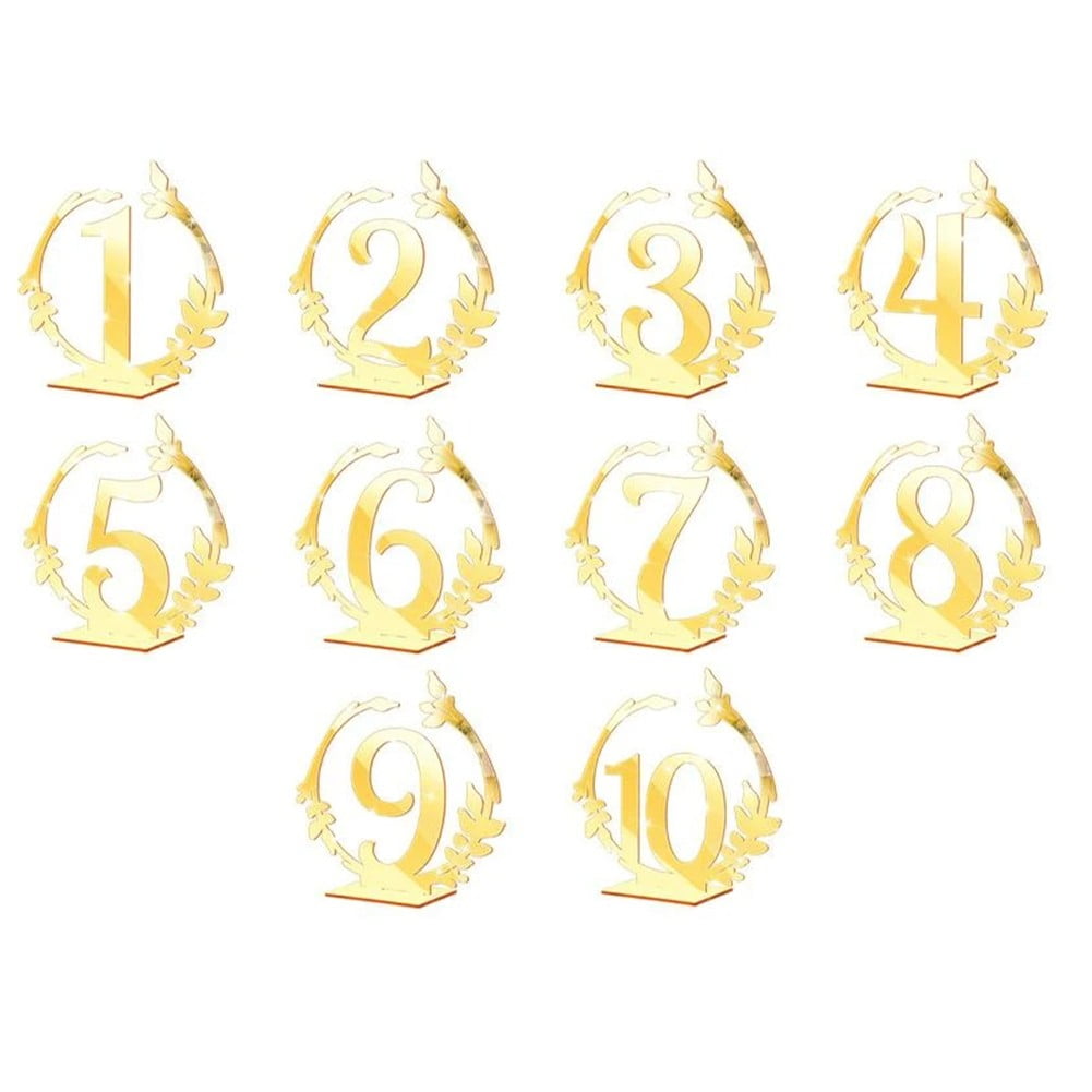Zriyin ACRYLIC TABLE NUMBERS 1-10 Gold Wedding Table Decor Centerpiece ...