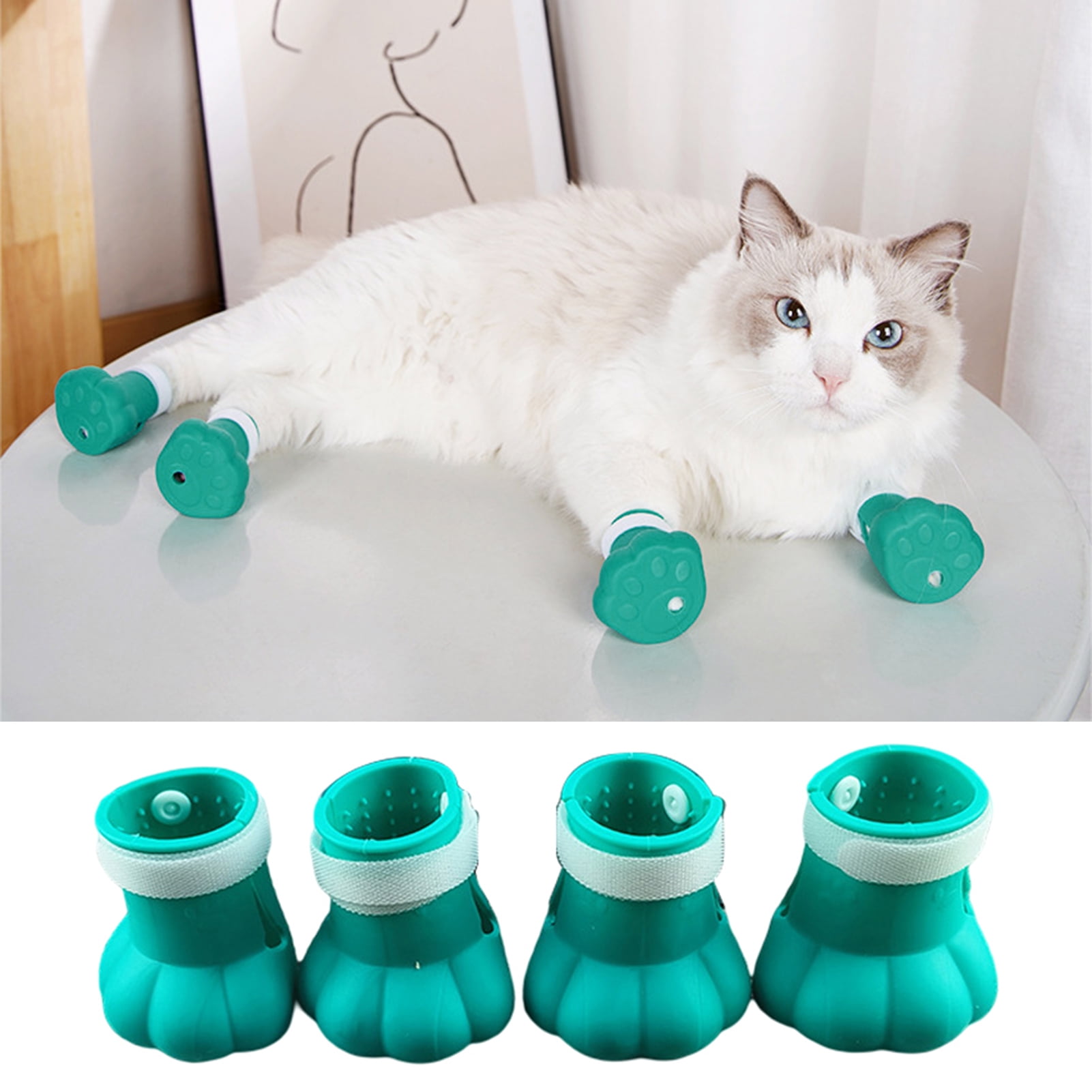 Zruodwans 4Pcs Cat Boots for Cats, Anti-Scratch Cat Feet Covers ...
