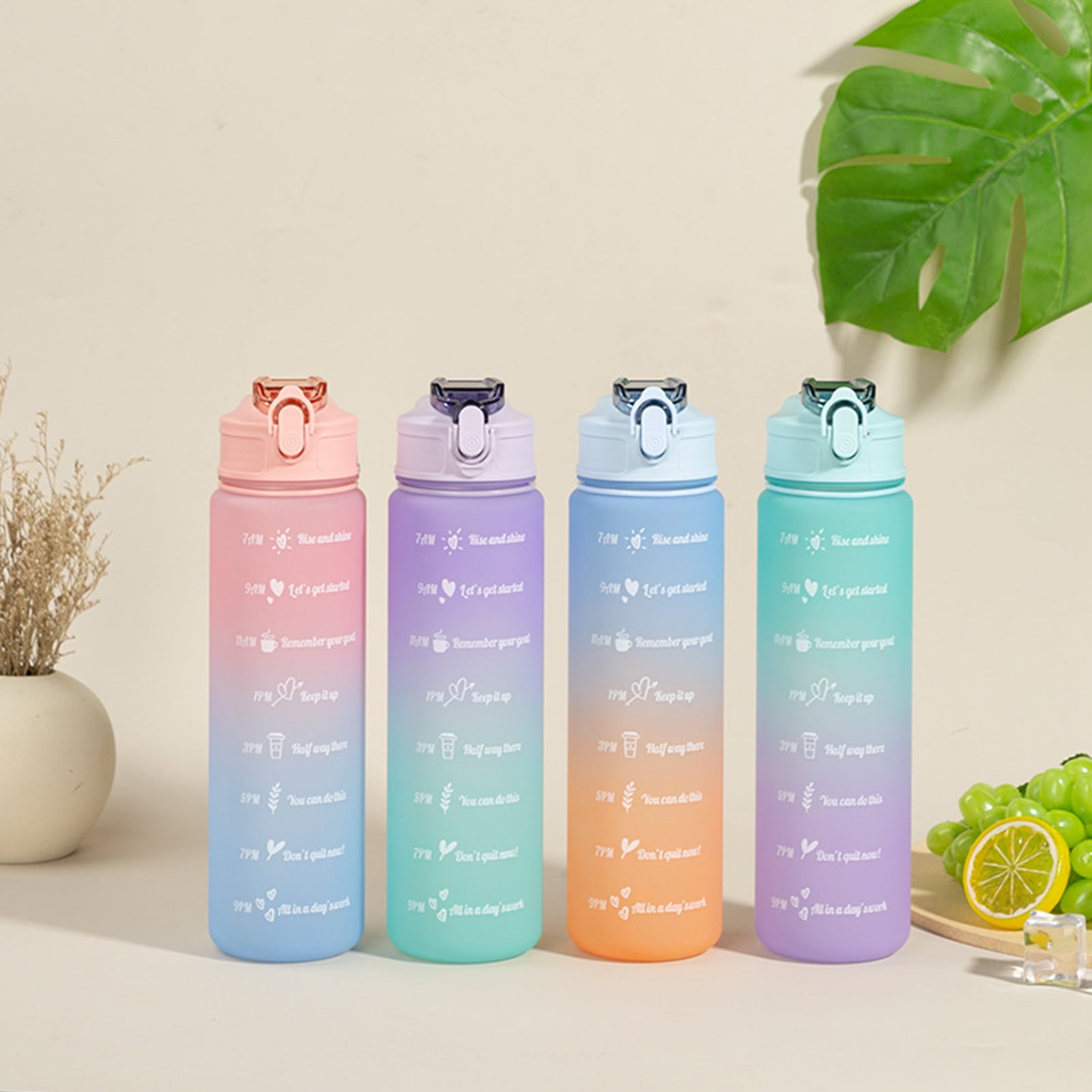 Zruodwans 750ml Water Bottles with Times to Drink and Straw, Motivational Water Bottle with Time ...