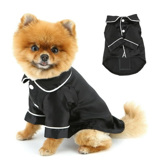 Zryal Soft Faux Silk Sleepwear for Small Dogs Cats Lapel Doggie ...