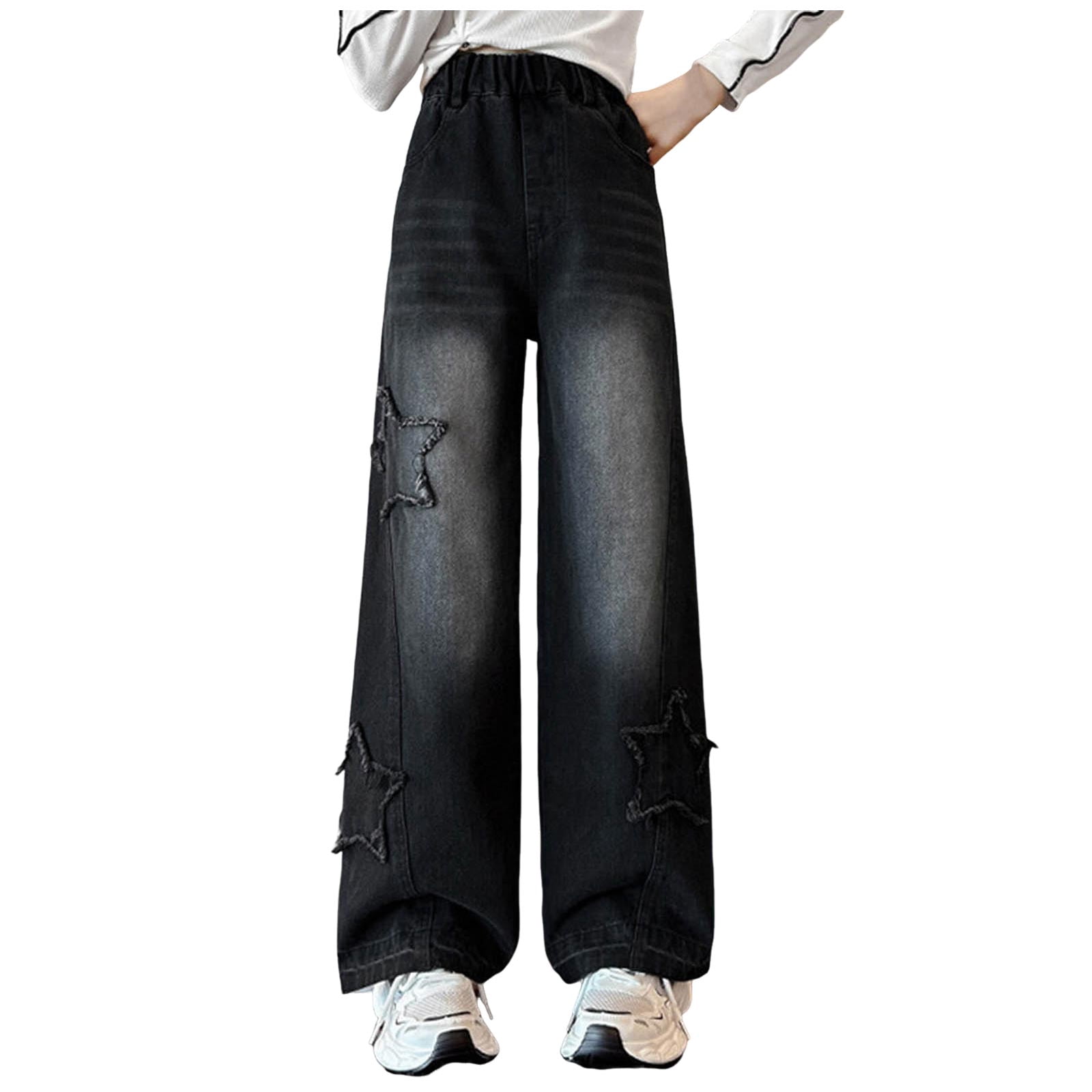 Zshosam Jeans for Baby Girl Toddler Girl's Elastic High Waist Flare ...