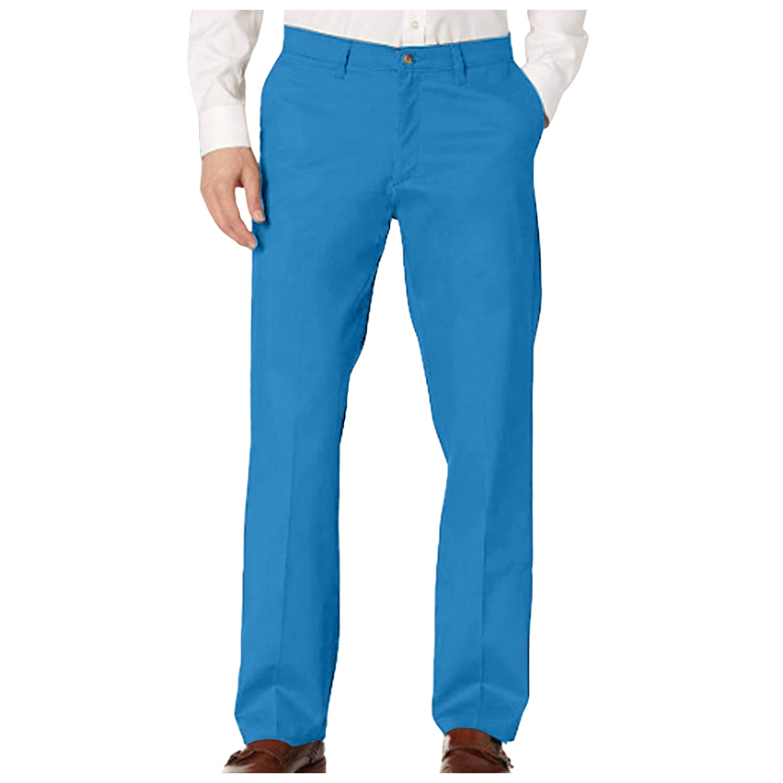 Zshosam Men's Classic-Fit Expandable-Waist Flat-Front Dress Pant(Sky ...