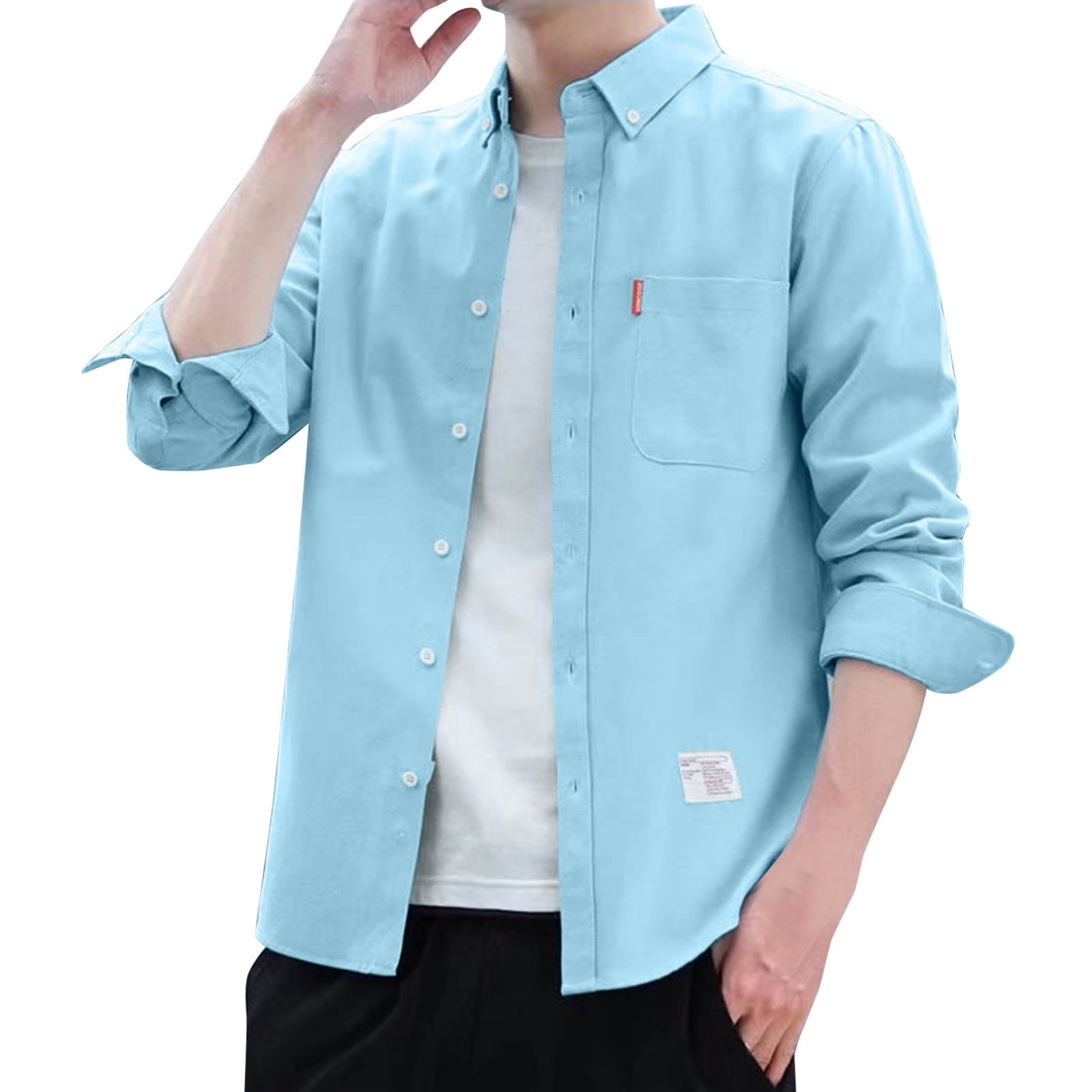 Zshosam Mens Long Sleeve Casual Button Down Shirt Wrinkle Free Untucked ...