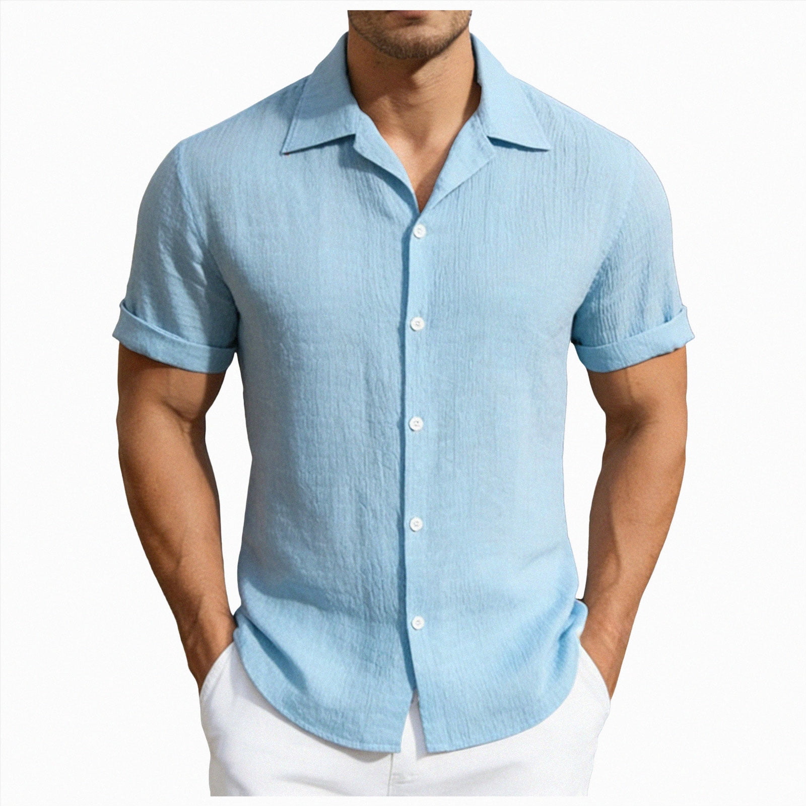 Zshosam Mens Shirts Casual Stylish Mens Short Sleeve Button Down Shirts ...