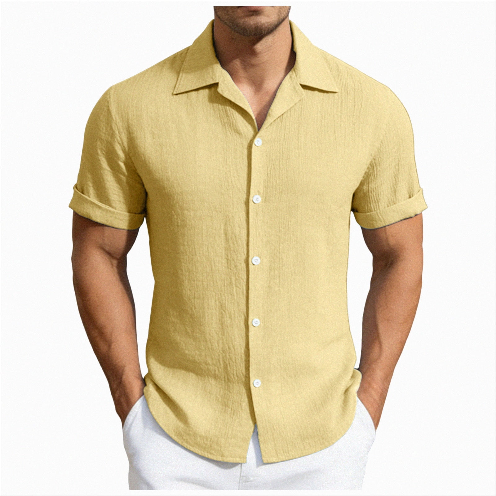 Zshosam Mens Summer Dress Shirts Men's Short Sleeve Button Down Shirts ...